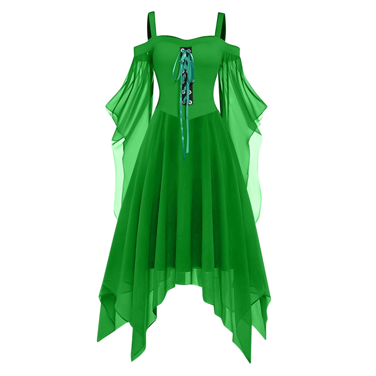 UoCefik Gothic Dresses for Women Cold Shoulder Butterfly Sleeve Lace Up ...