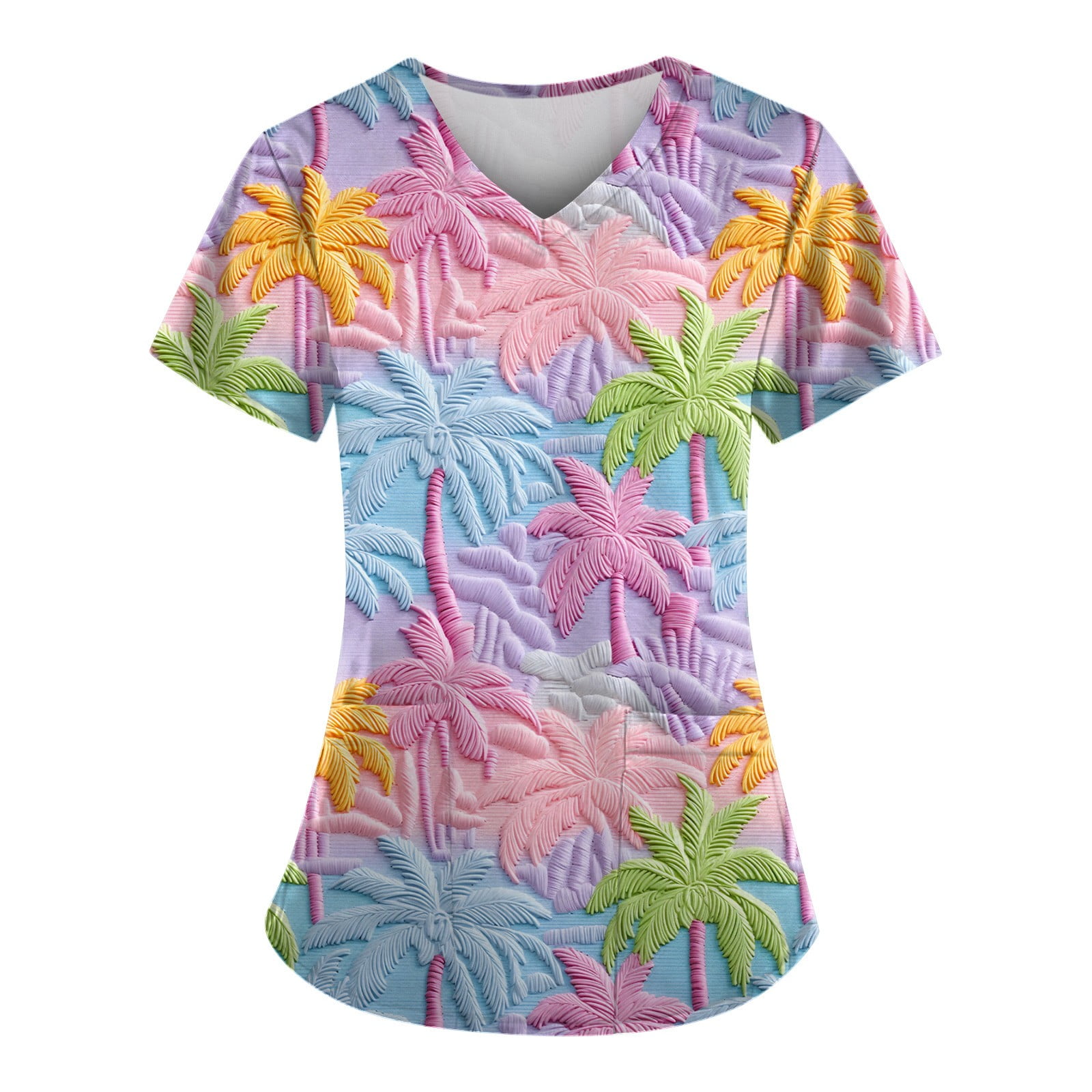 UoCefik Hawaiian Scrub Tops for Women,Womens Tropical Print Nurse ...