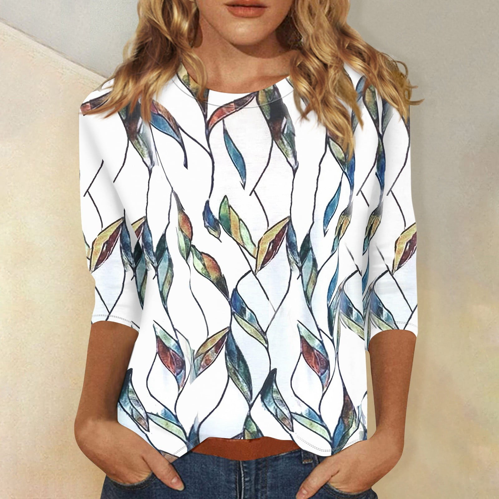 UoCefik Oversized Tshirts Shirts for Women Elbow 3/4 Length Sleeve ...