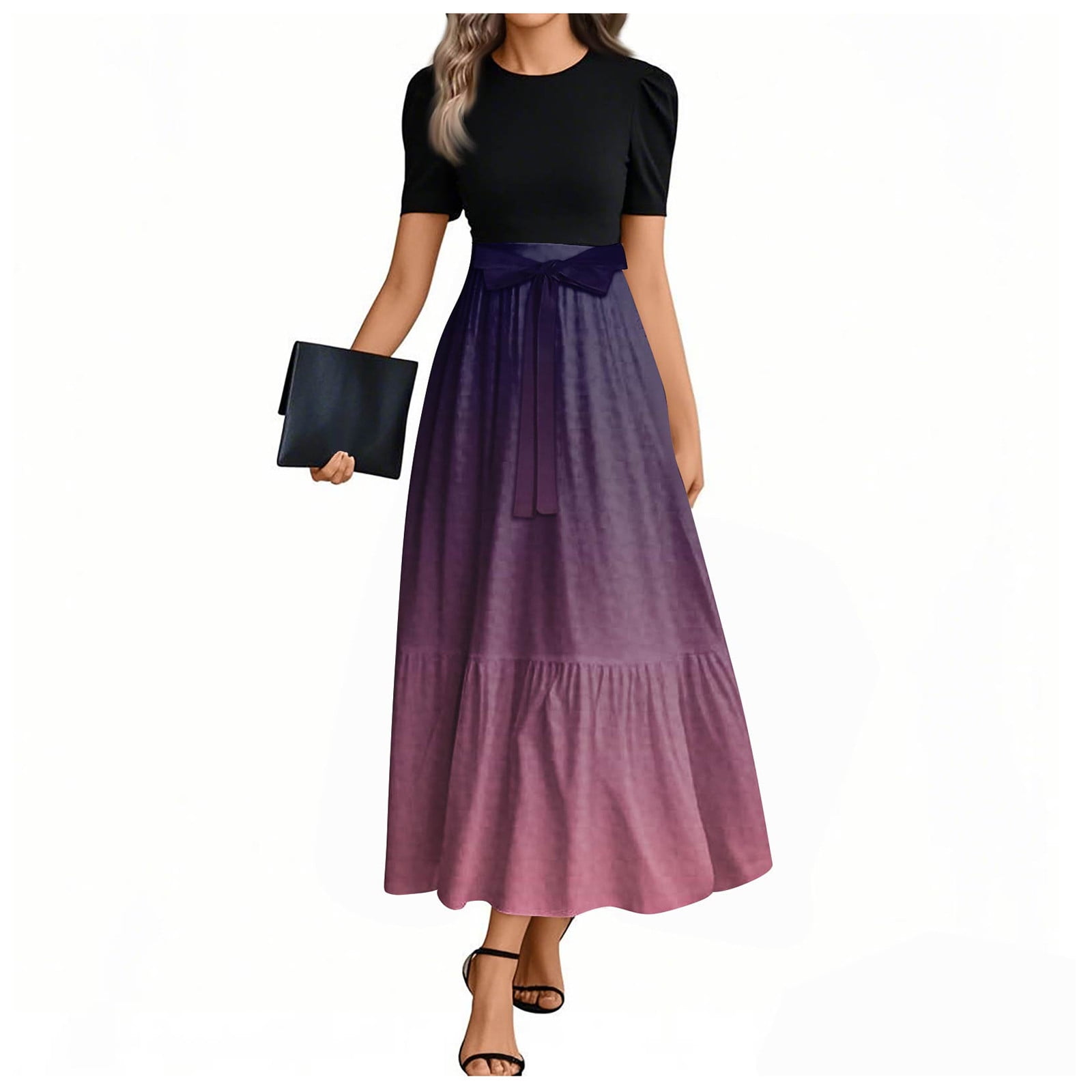 UoCefik Plus Size Sun Dresses For Curvy Women Flowy Floral Print Summer ...