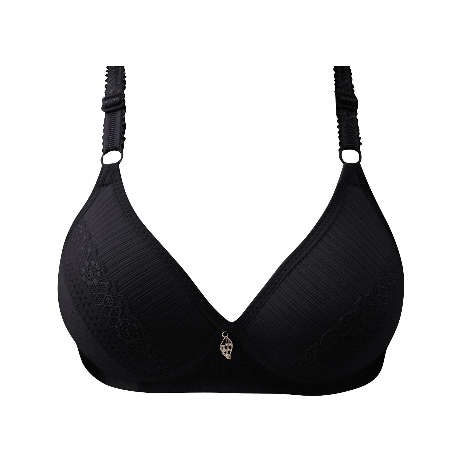 UoCefik Push Up Bras for Women Compression Seamless Lace Bras Black 40 ...