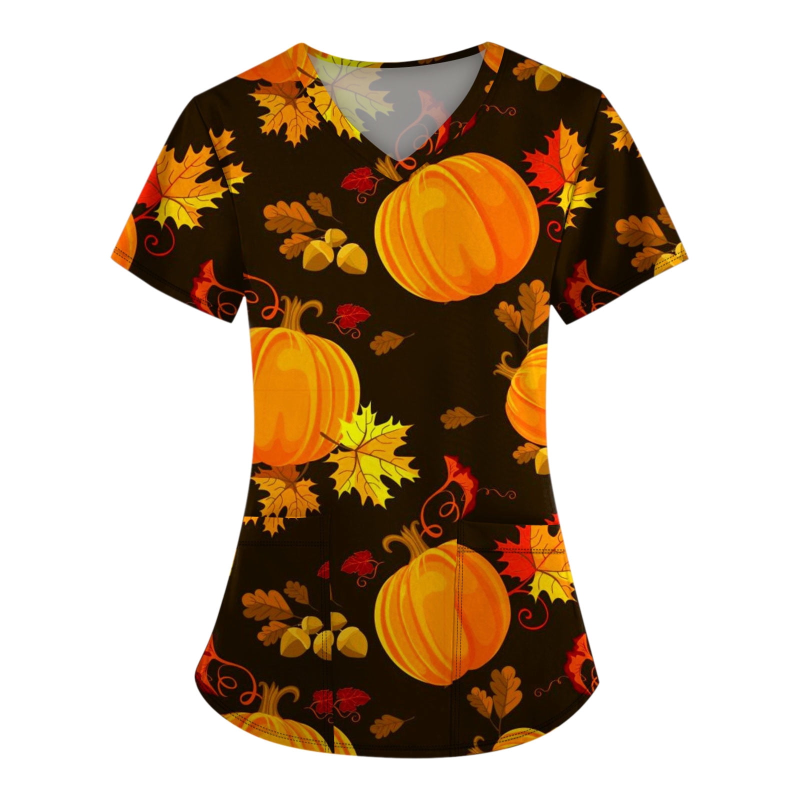 UoCefik Scrub Tops Women Stretchy Plus Size Short Sleeve Halloween ...