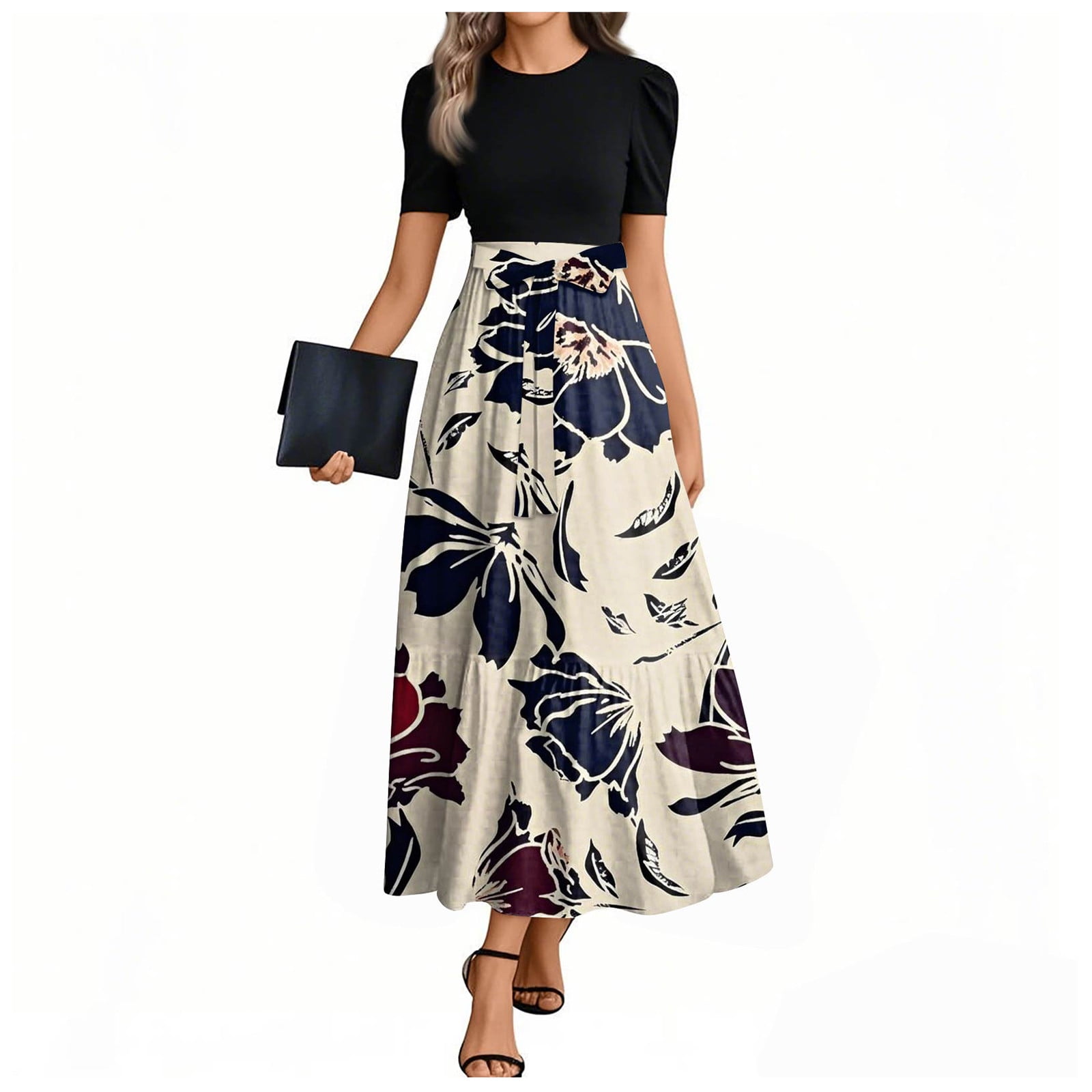 UoCefik Spring Dresses For Women 2025 Plus Size Elegant Floral Print ...