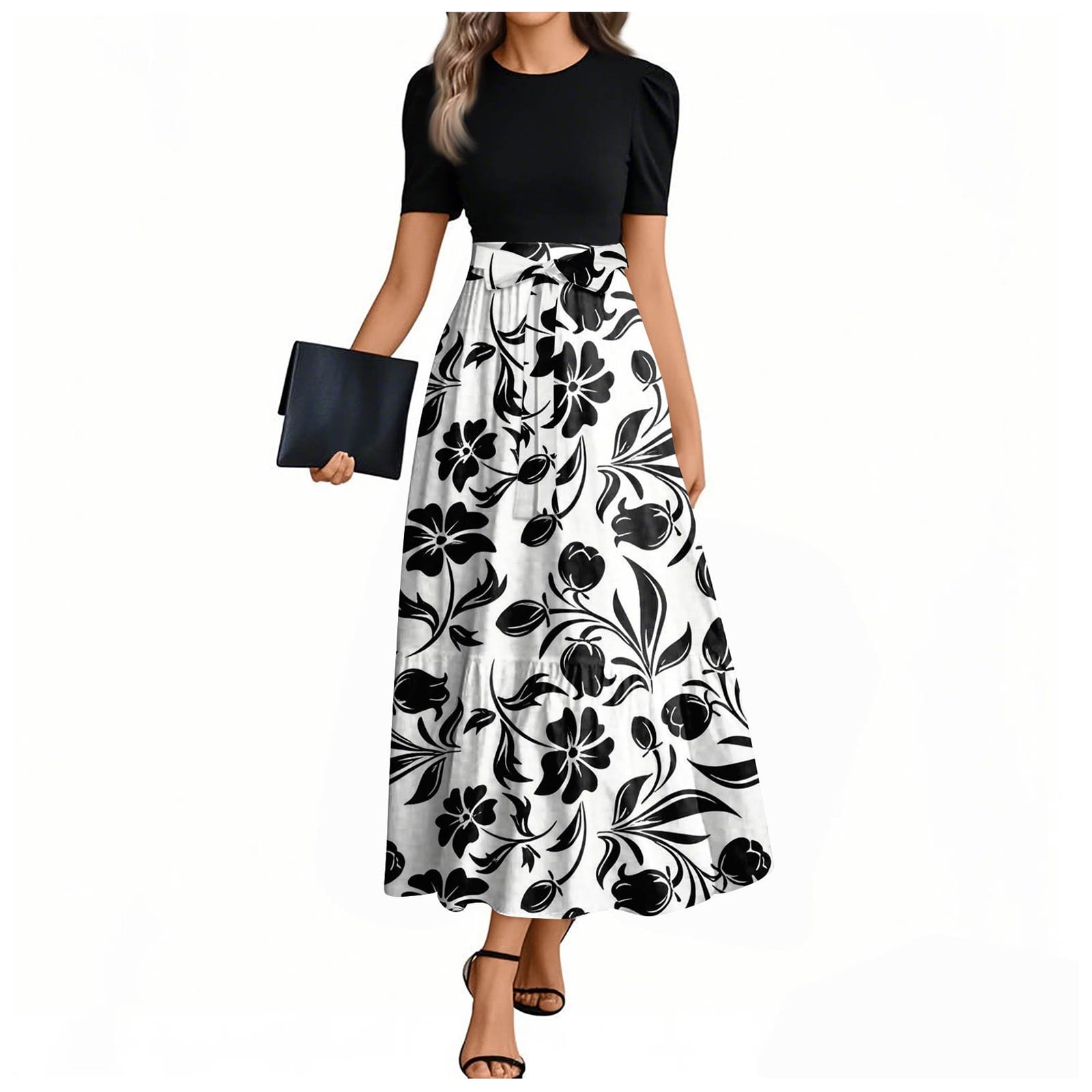UoCefik Spring Maxi Dresses For Women 2025 Elegant Floral Print Summer ...