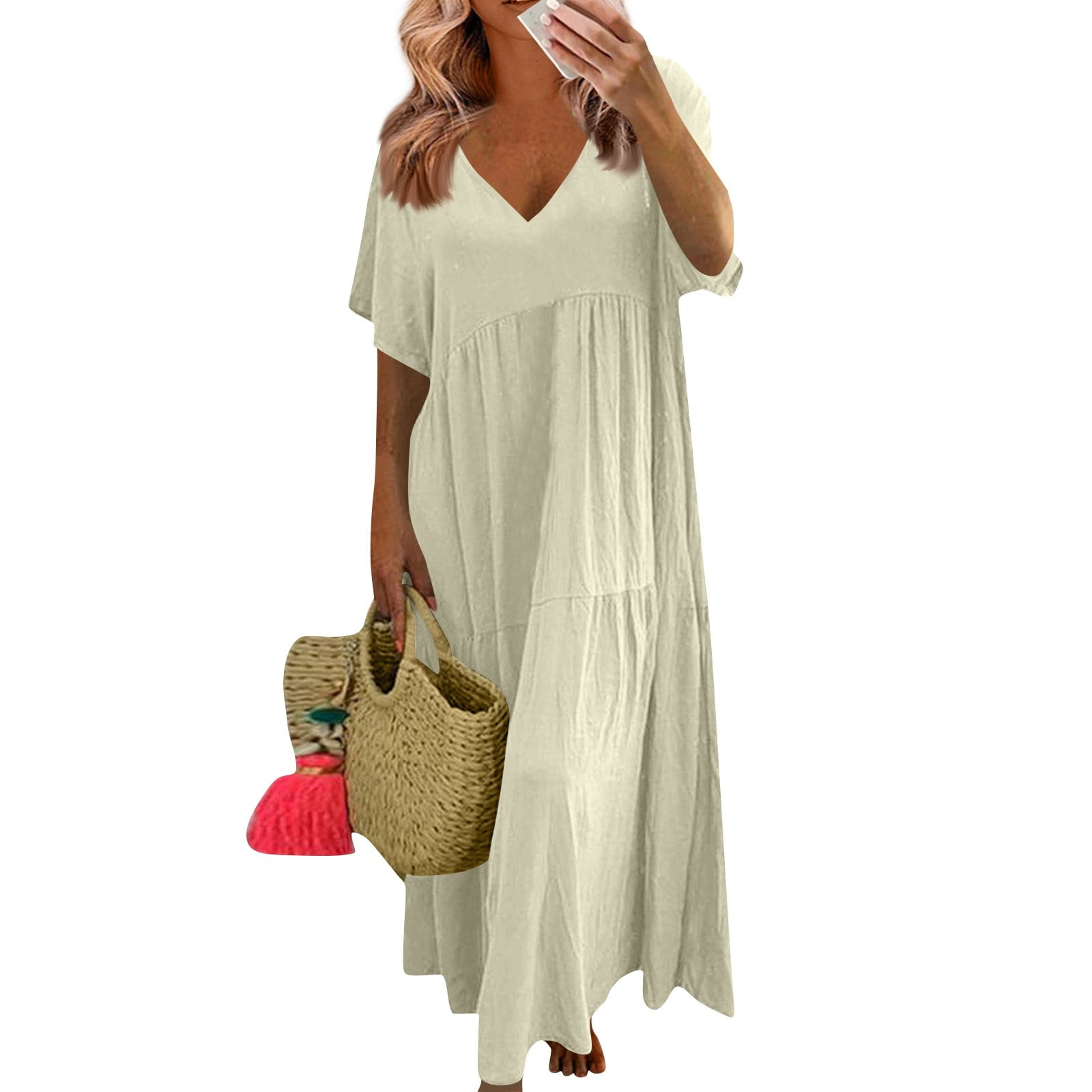 UoCefik Summer Dresses for Women 2025 Linen Sleeveless Maxi Sundresses ...