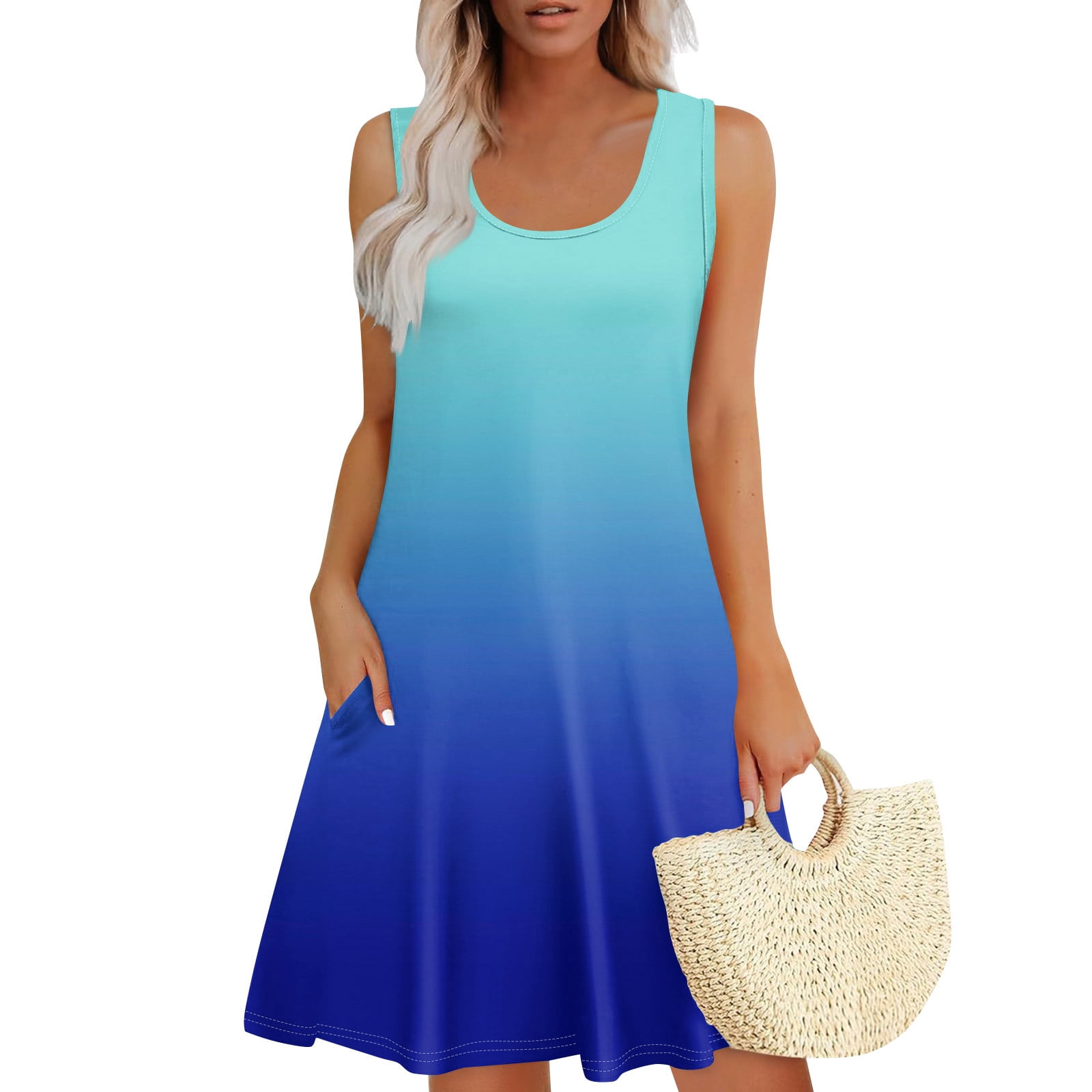 UoCefik Summer Dresses for Women 2025 Loose Beach Vacation Casual Crew ...
