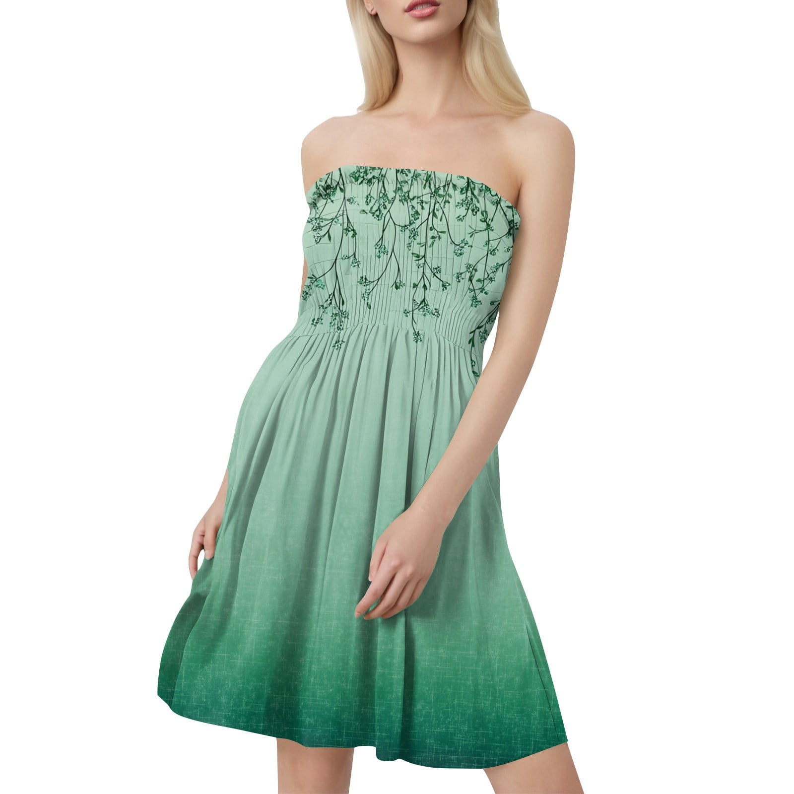 UoCefik Summer Dresses for Women 2025 Smocked Tube Dress Sexy Off Shoulder Sleeveless Strapless ...