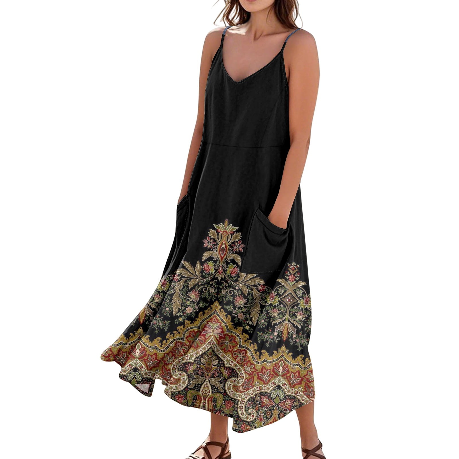 UoCefik Summer Maxi Dresses for Women 2025 Sleeveless Floral Beach ...