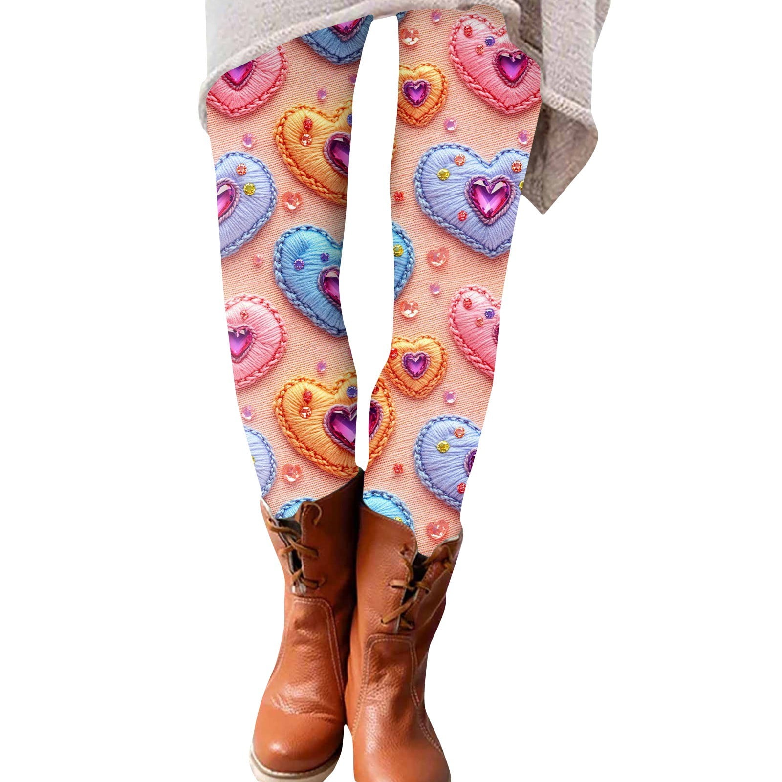 UoCefik Valentine's Day Soft Leggings for Women Love Heart Pattern Slim ...