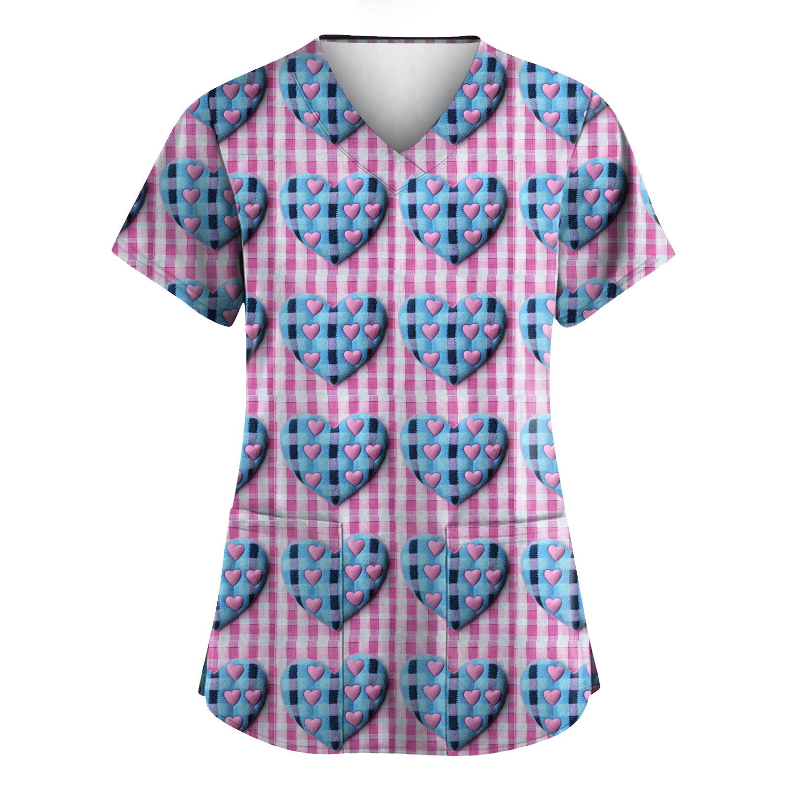 UoCefik Valentines Medical Scrubs for Women 2025 Love Heart Printed ...