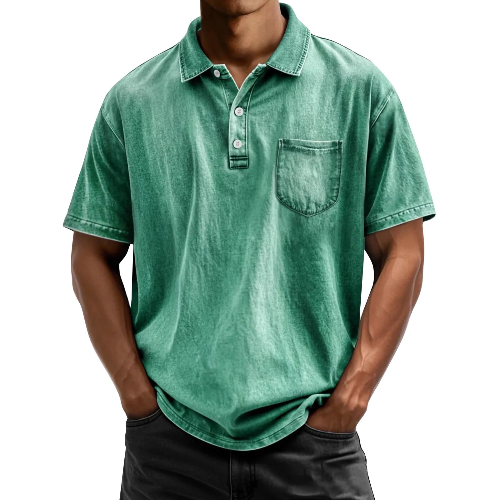 UoCefik Vintage Henley Shirts for Men Summer Distressed Washed Short ...