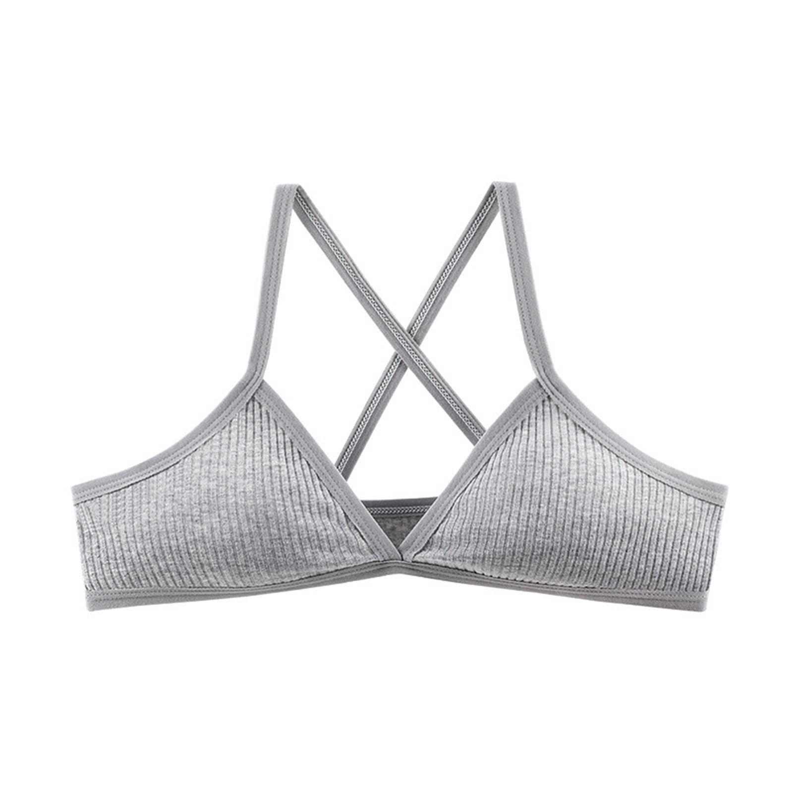 UoCefik Women's Solid Ribbed Knit Criss Cross Wireless Bralettes ...