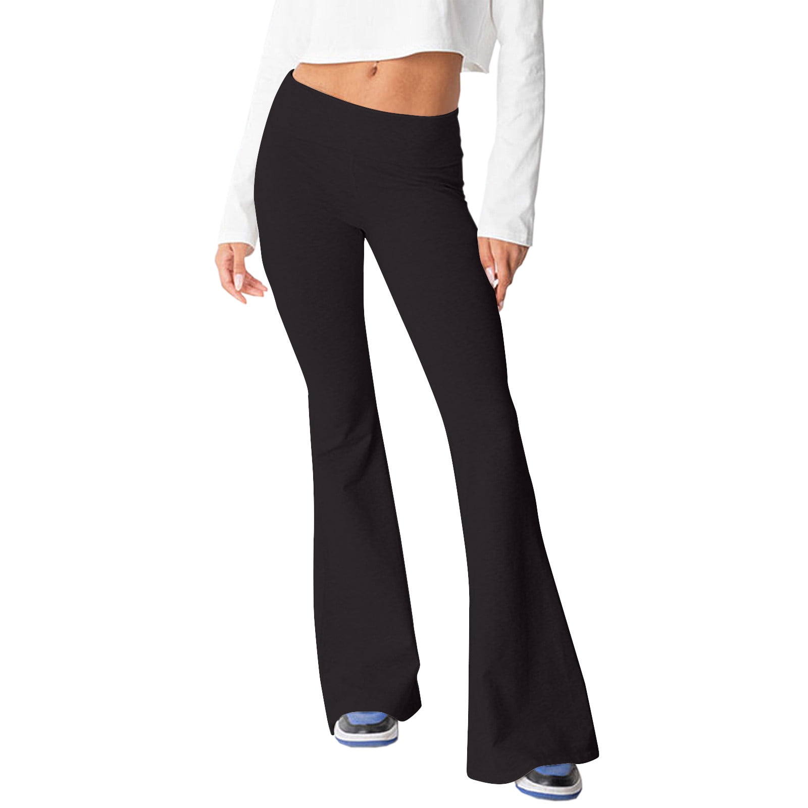Uocefik Womens Yoga Pants Flare Y2k Lounge Bell Bottom Flared Leggings Wide Lag Low Rise Yoga