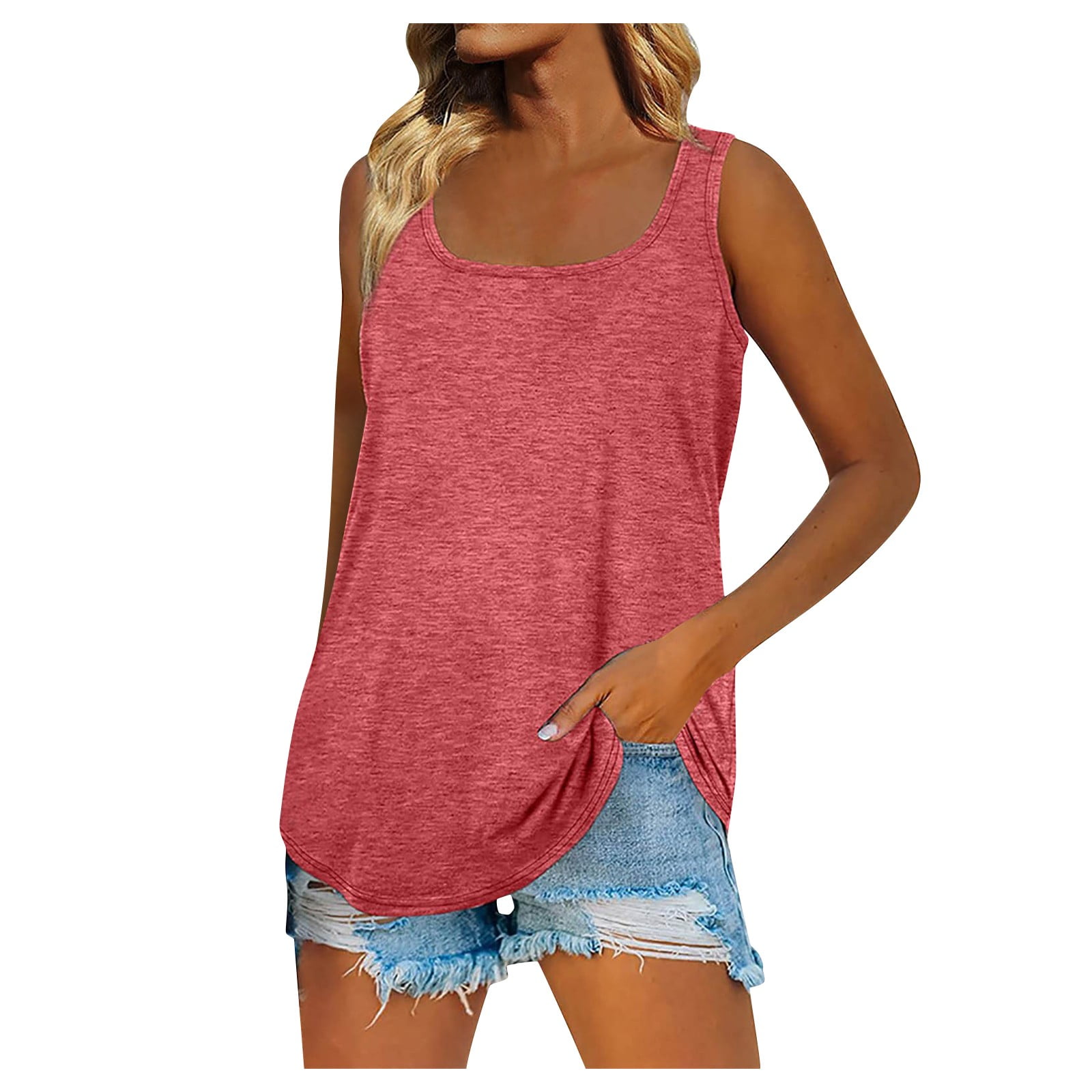 UoCefik Workout Tank Tops for Women Plus Size Sleeveless Scoop Neck ...