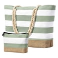 Uobin Stylish Striped Large Capacity Beach Tote With Rope Handles For ...