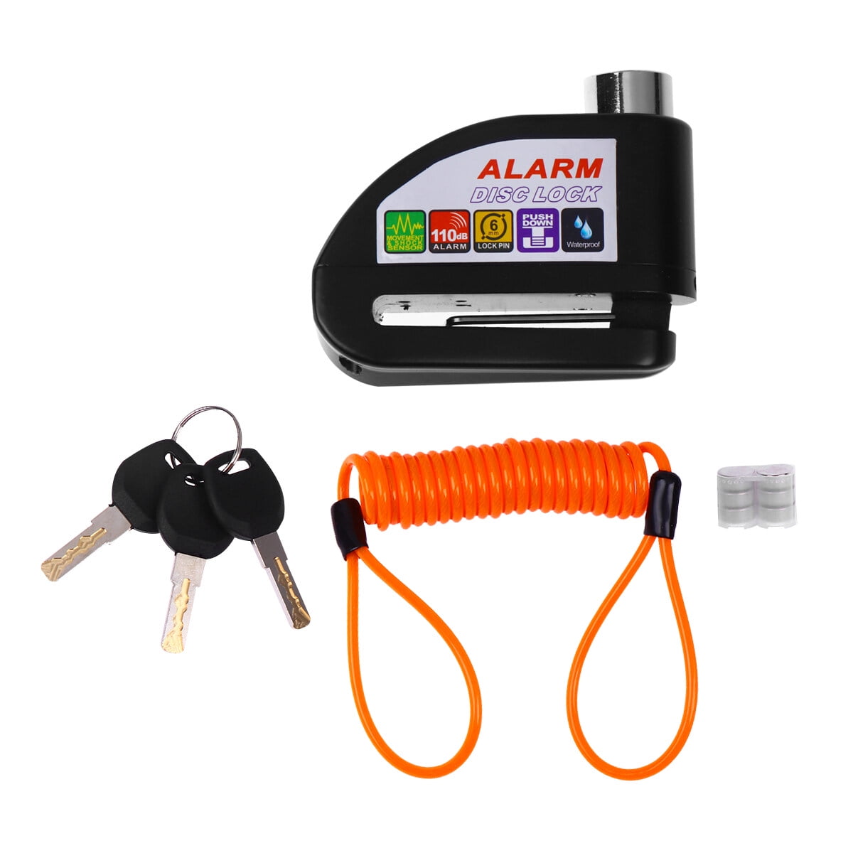 Uonlytech 1 Set of 110db Motorcycle Alarm Lock Stainless Steel Bike ...