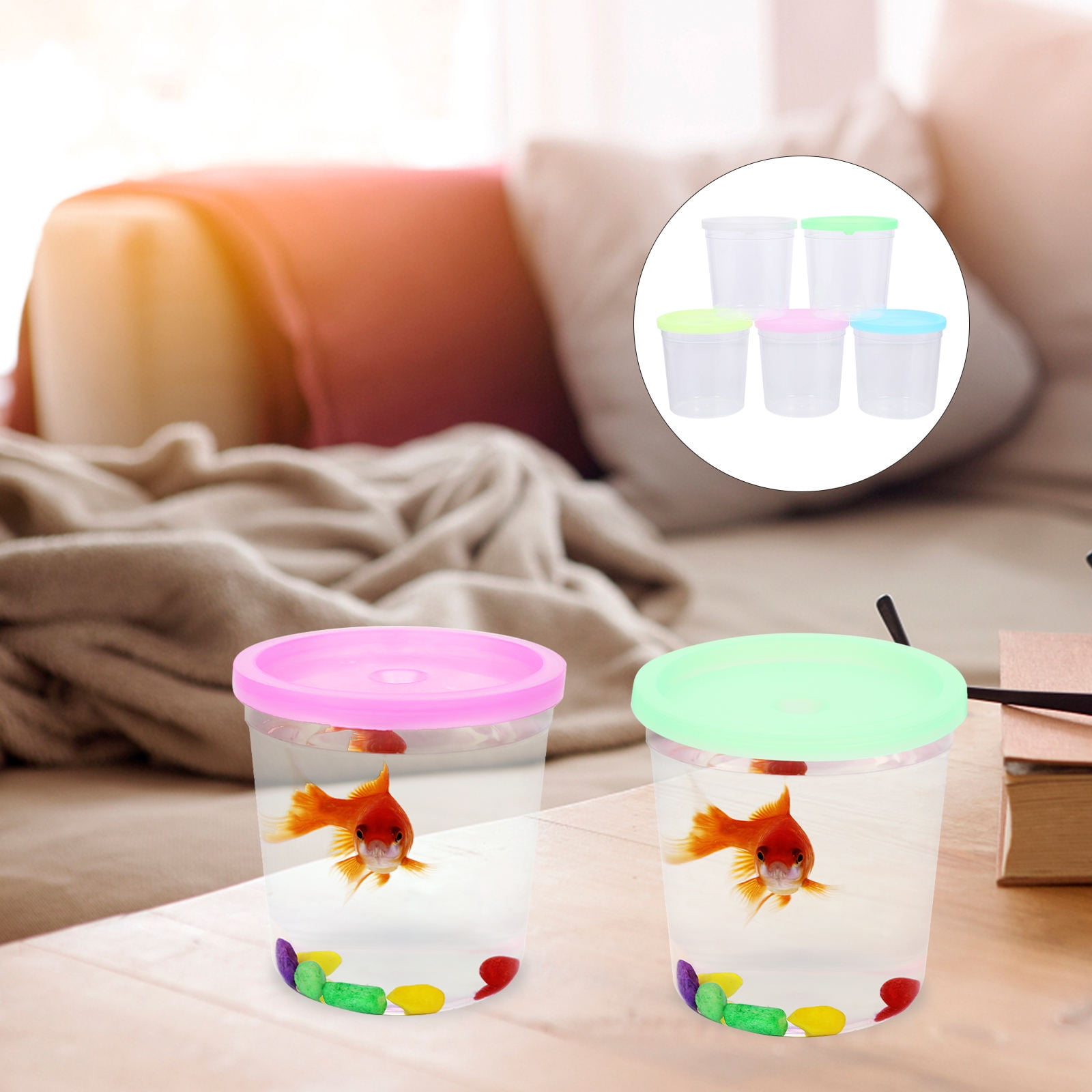 Uonlytech 12Pcs Tall Betta Cups with Lids Assorted Color Plastic Cup ...