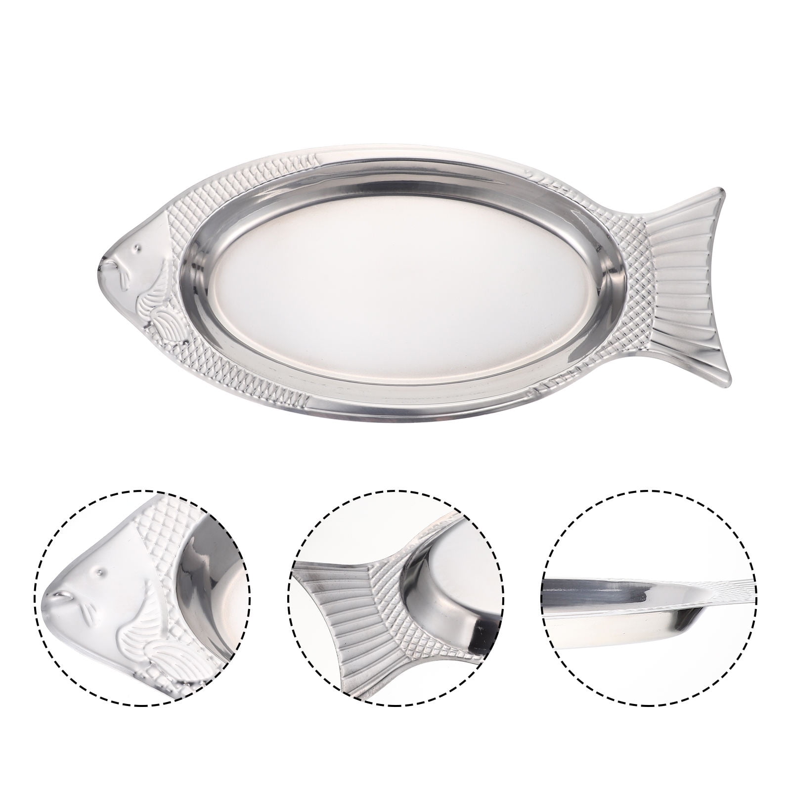 Uonlytech 1Pcs Fish-shaped Plate Stainless Steel Platter Grill Fish ...