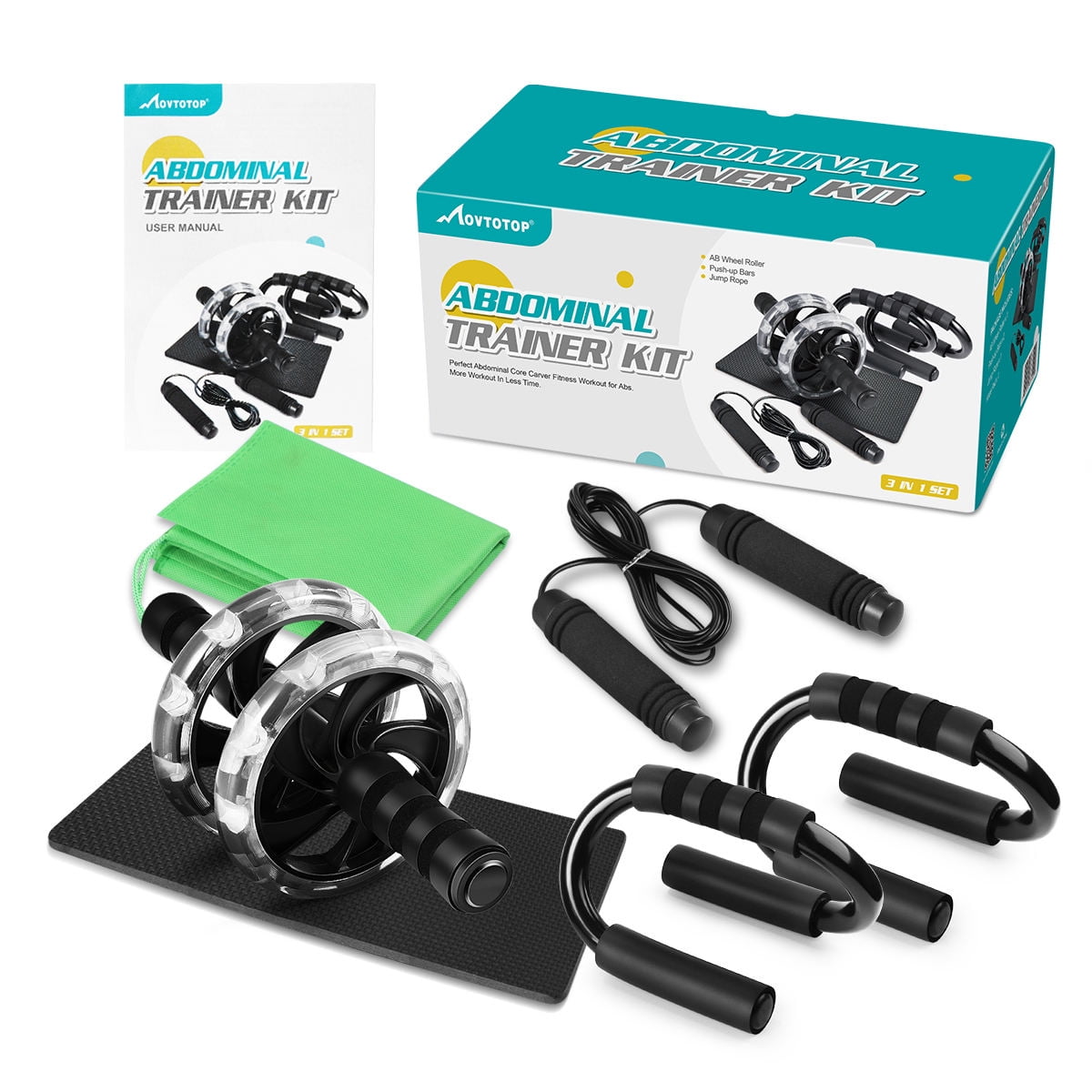 Uonlytech Multi-Functional Abdominal Roller Abdominal Trainer Kit 1 Set ...