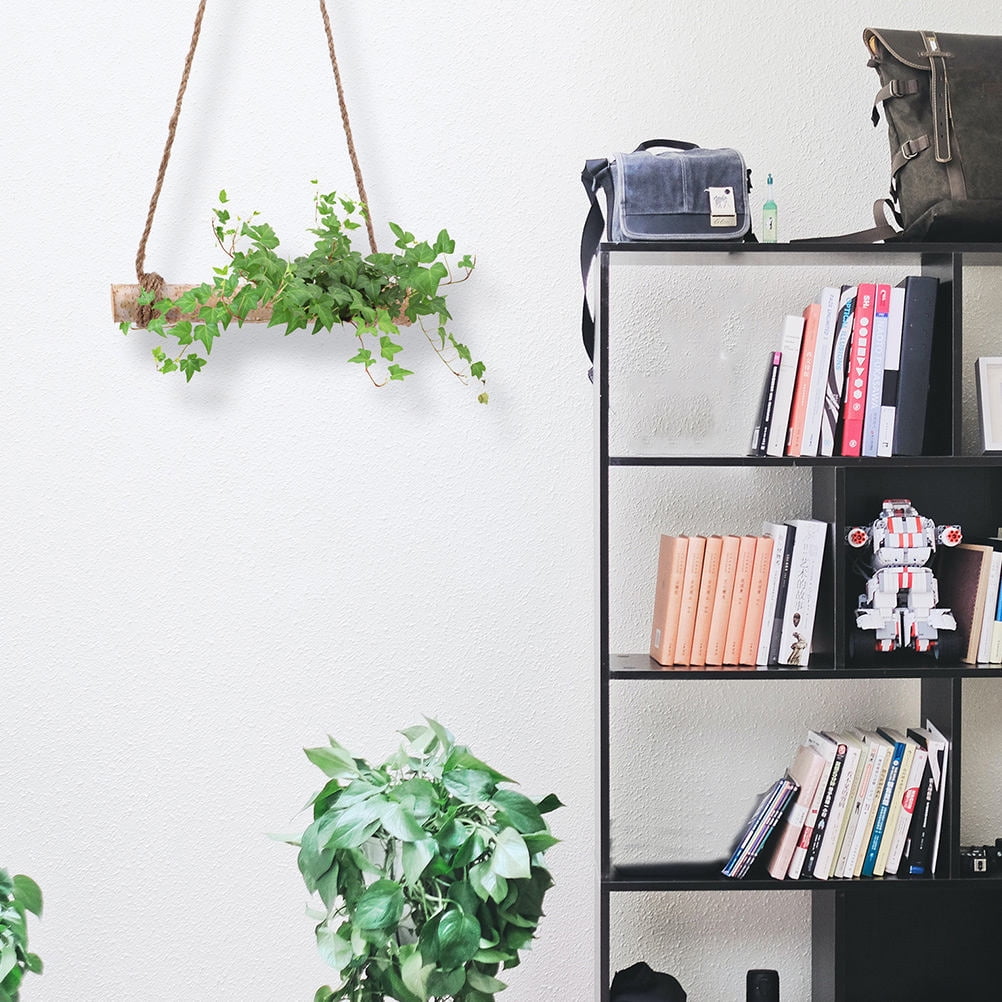 Uonlytech Hanging Window Plant Shelf Wooden Plant Hanging Shelf Light ...