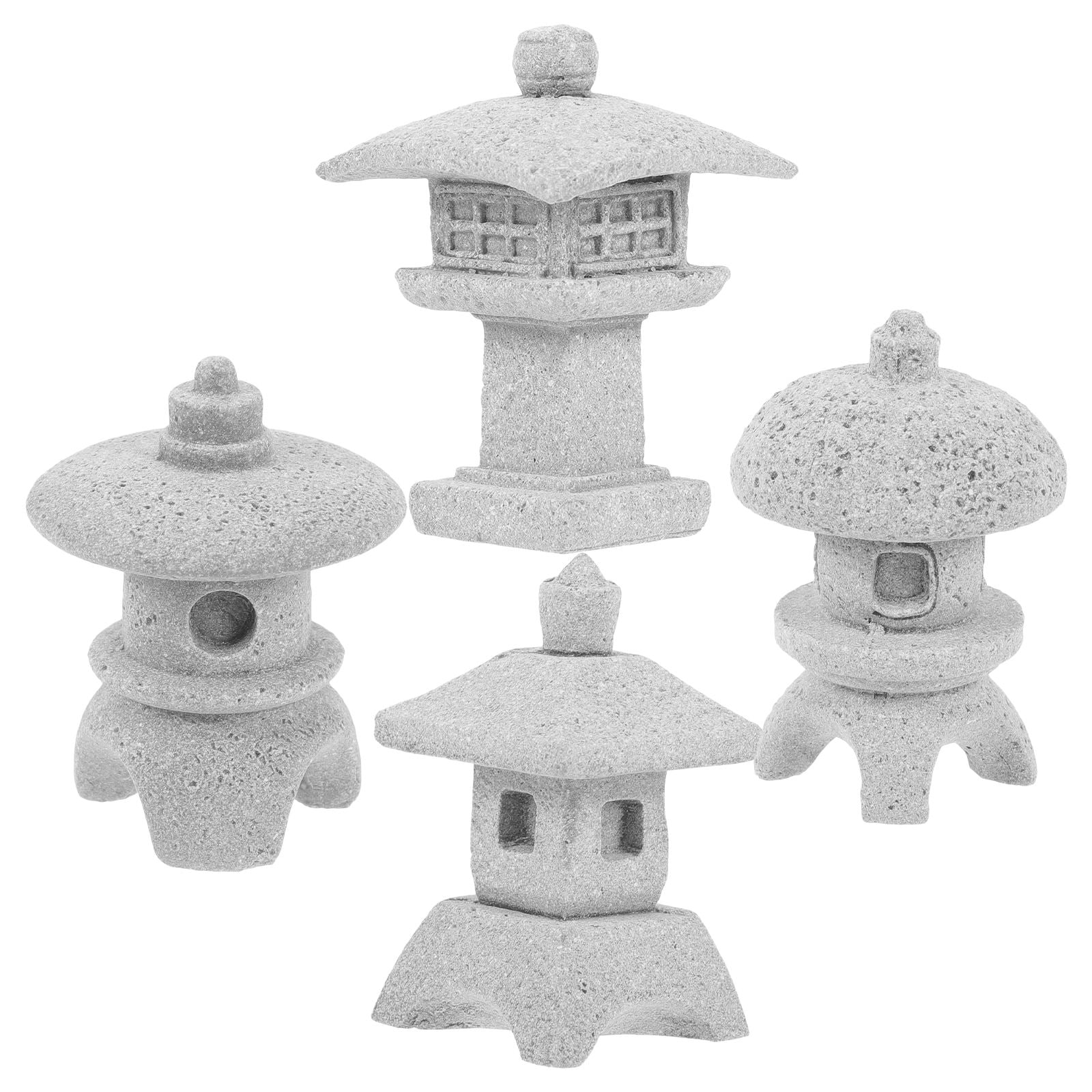 Uonlytech 4Pcs Miniature Figurines Grey Sandstone Mini Statue For ...
