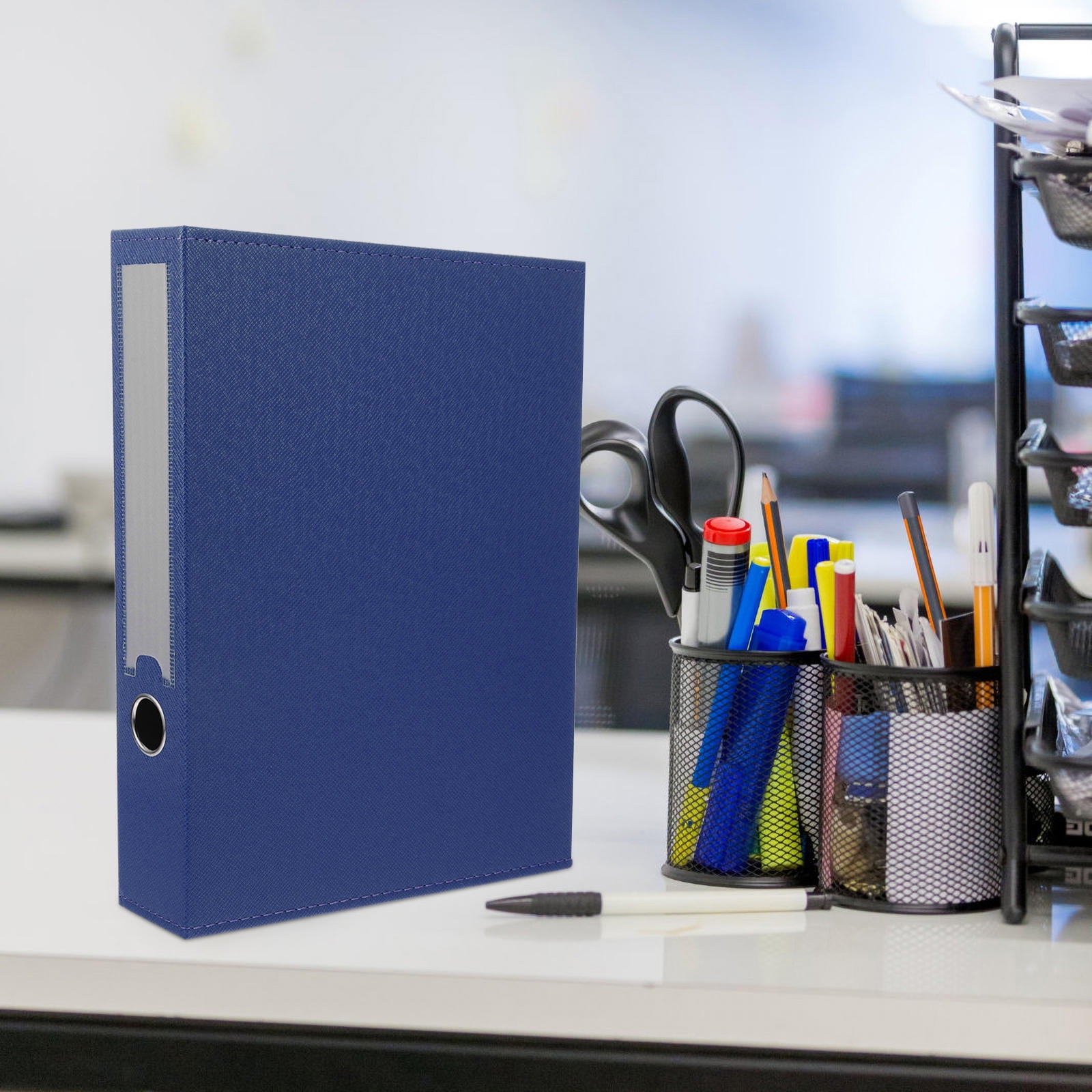 Uonlytech Desktop Organizer Blue Cardboard File Holder for Desk ...