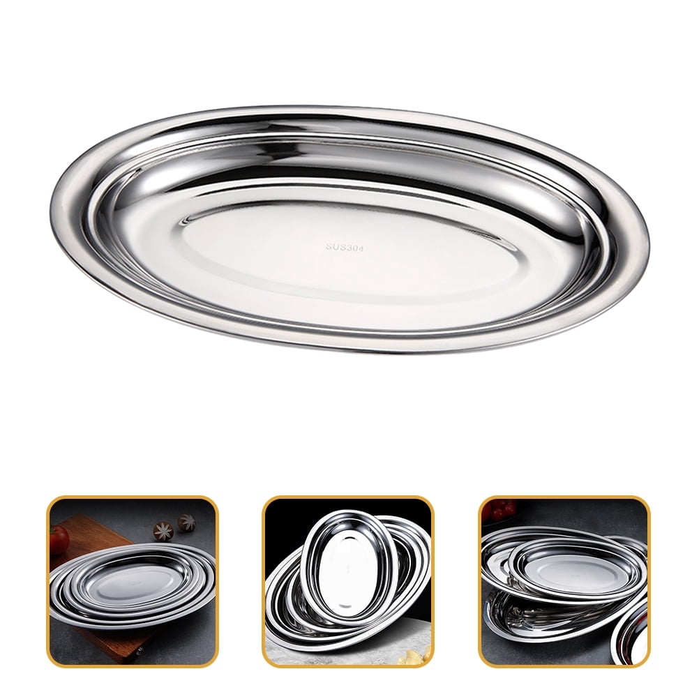 Uonlytech Restaurant Food Plate Stainless Steel Easy To Clean Silver ...