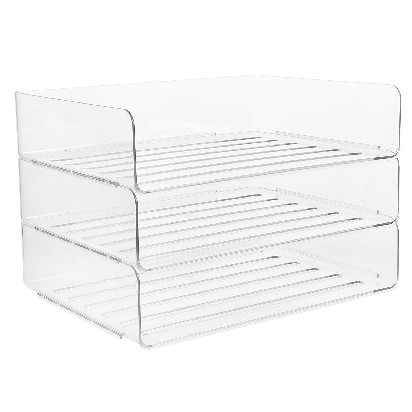 Uonlytech Stackable 3 Tier Desk Organizer Clear Plastic Paper Tray for ...