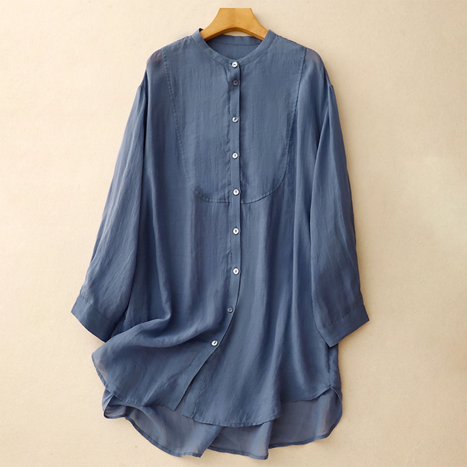 Uoodti Long Sleeve Shirts for Women Cotton Linen Button Down Shirts for ...