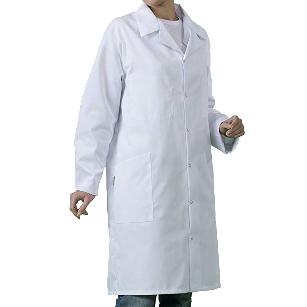 Uooqdmx White Lab Coat Knee Length Lab Coat Nurse Costume Lab Jackets ...