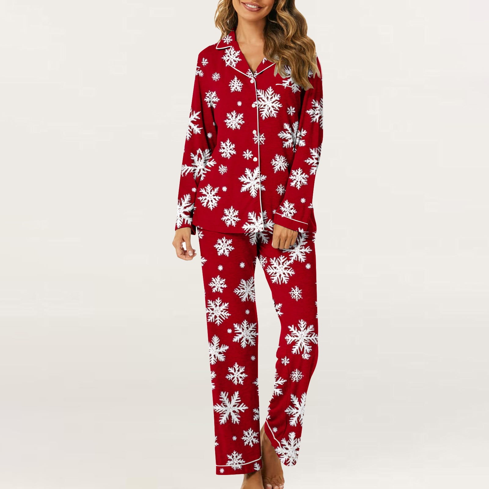 Uootdi Gift Christmas Long Sleeve Pajamas for Women Set Xmas Pajama Set ...