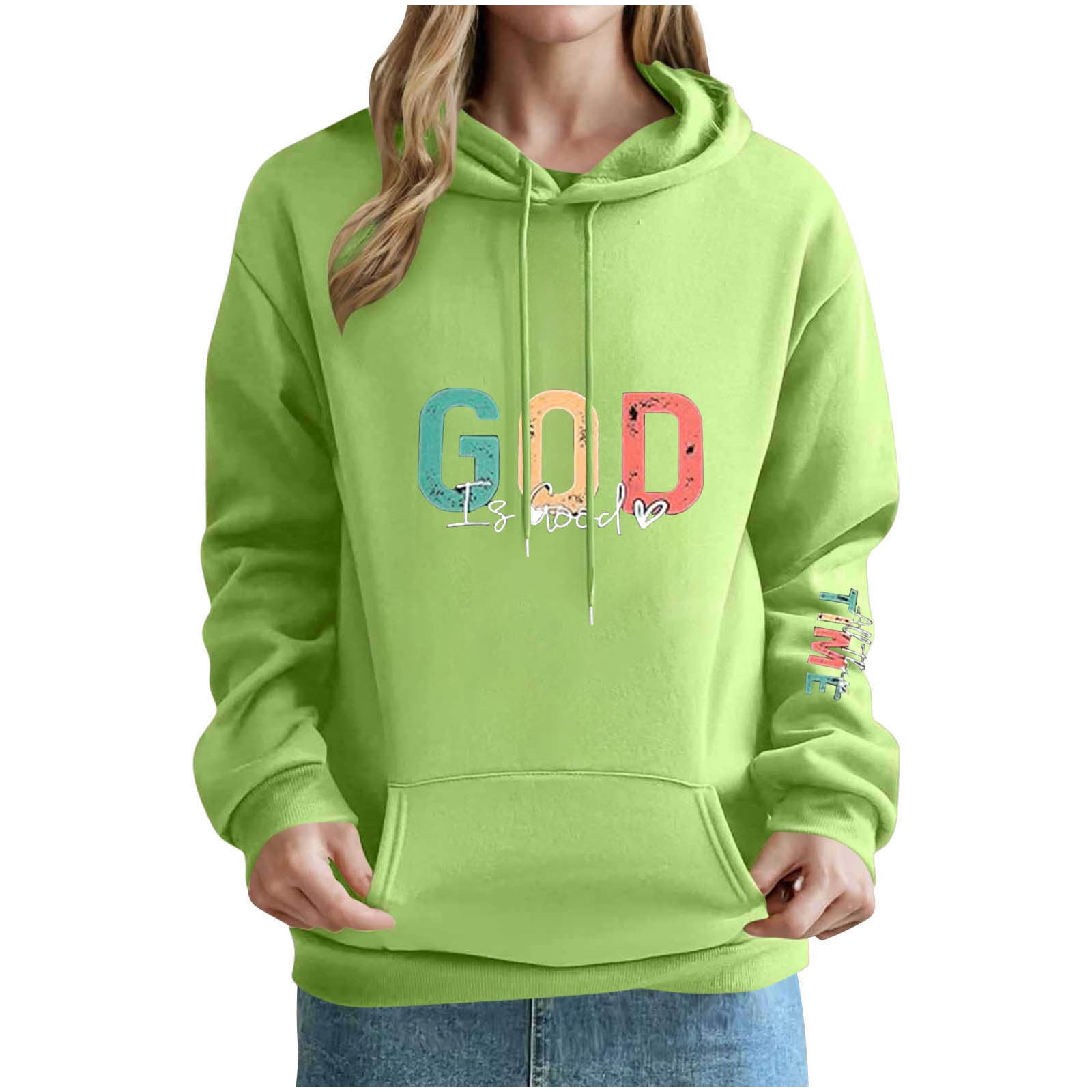 Uootdi Hoodies Jesus Christian Hoodies Gift for Women Trendy Letter ...