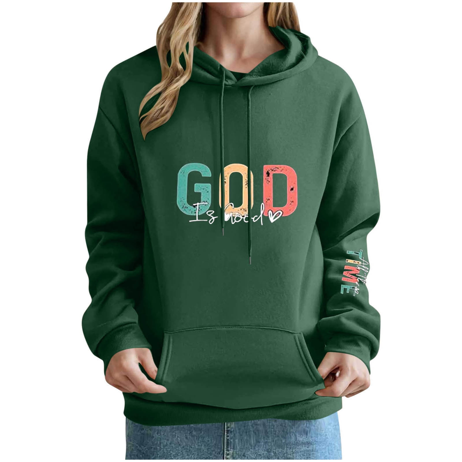 Uootdi Hoodies Jesus Christian Hoodies Gift for Women Trendy Letter ...