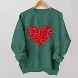Uootdi Love Heart Print Graphic Sweatshirts for Women Crewneck Holiday ...