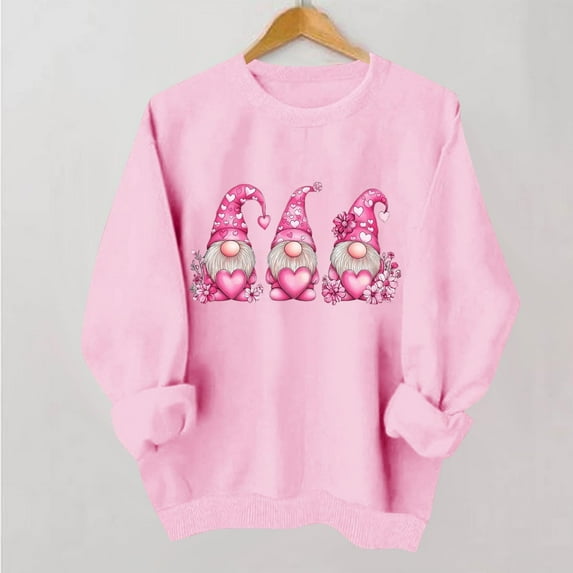 Uootdi Love Heart Print Graphic Sweatshirts for Women Crewneck Holiday ...