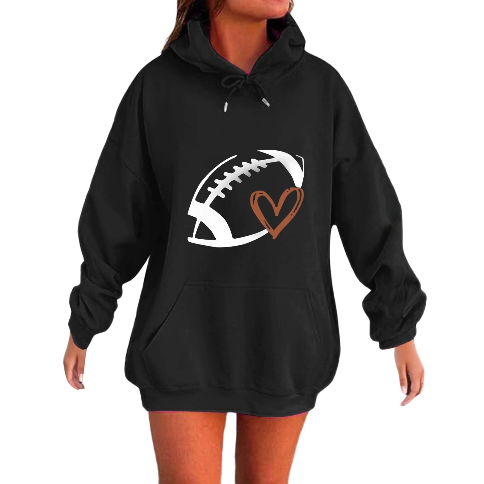 Uootdi Oversized Long Sleeve Hoodies for Women Game Day Hooded Sweatshirt Cute Gift Fleece ...