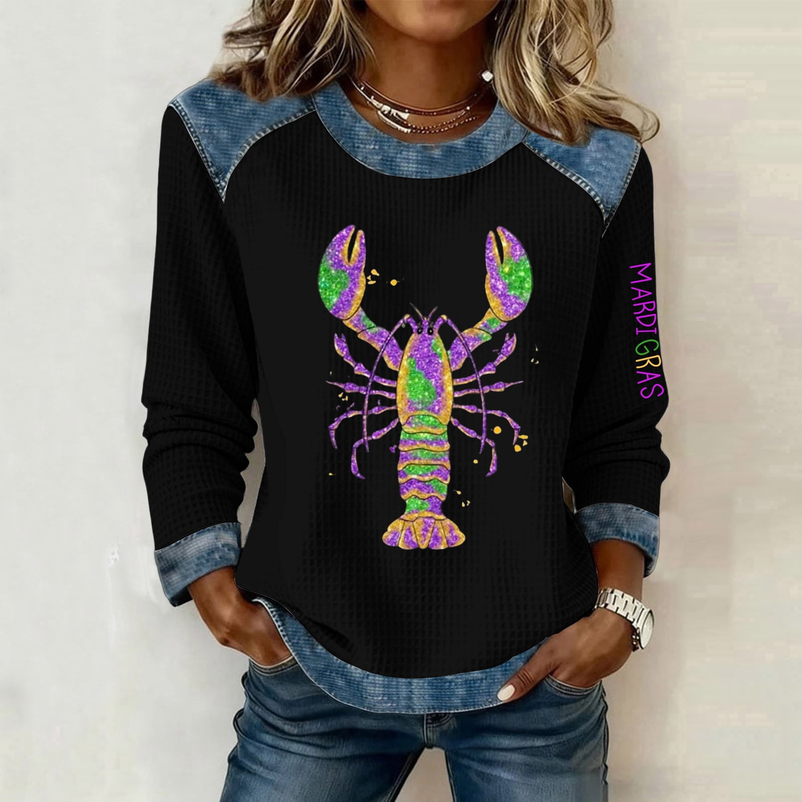 Uootdi St Patricks Day Long Sleeve Shirts for Women Crewneck Shamrock ...