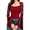 Uootdi Square Neck Long Sleeve Shirts for Women Cropped Y2K Gothic ...