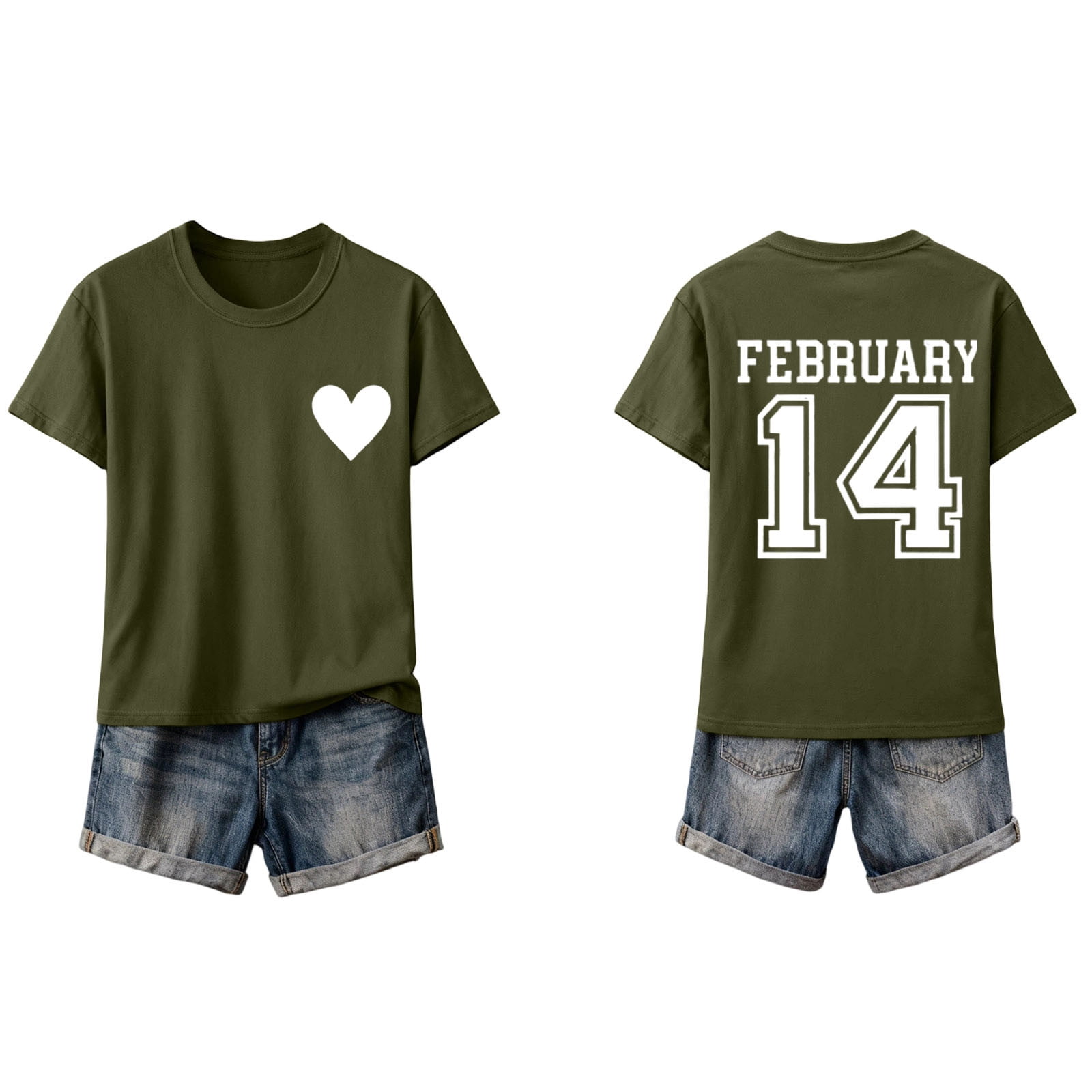 Uootdi Womens Number Print Tops Summer Letter Print Round Neck Short ...