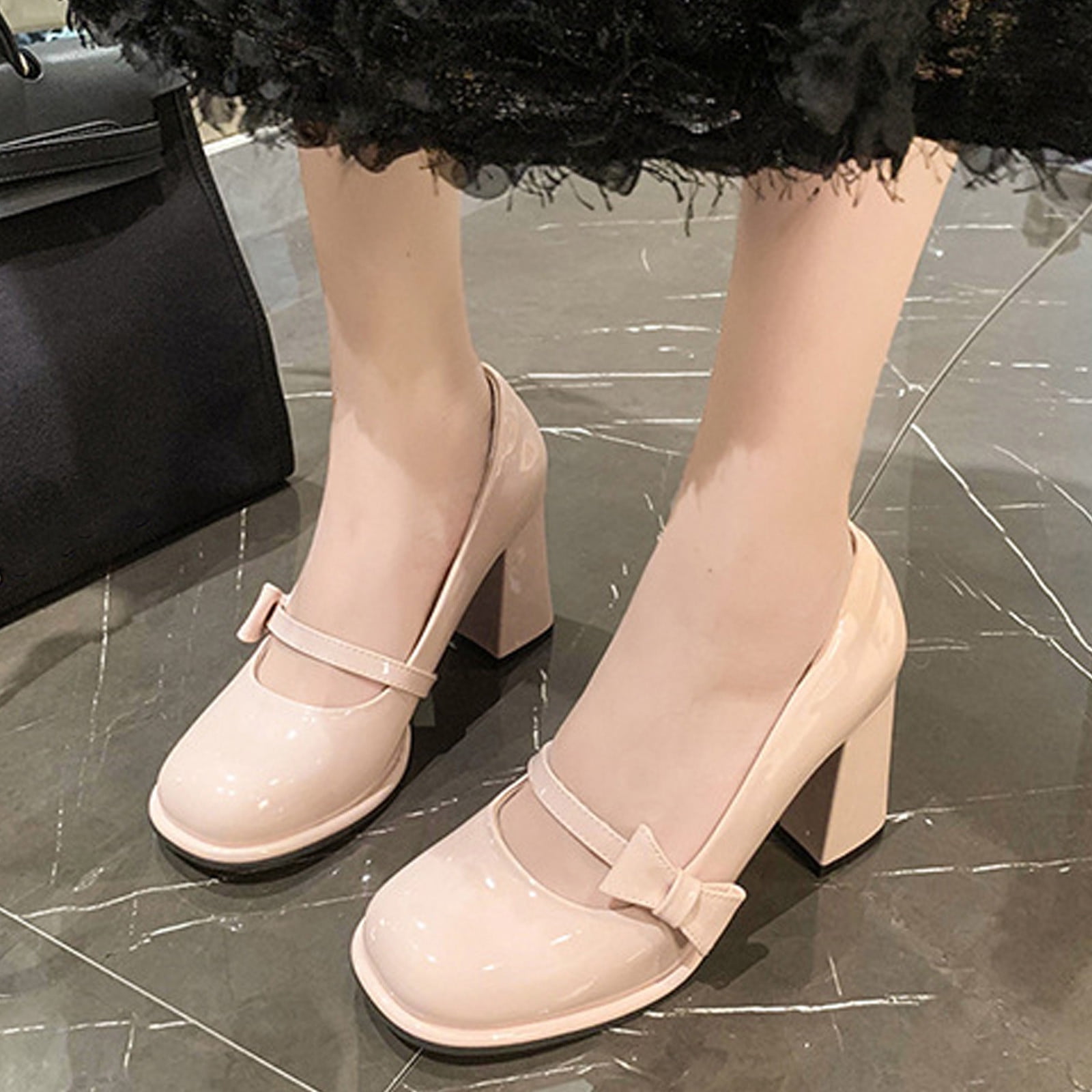 FAIOROI Womens High Heels Small Fragrant Style Round-toe Pearl French ...