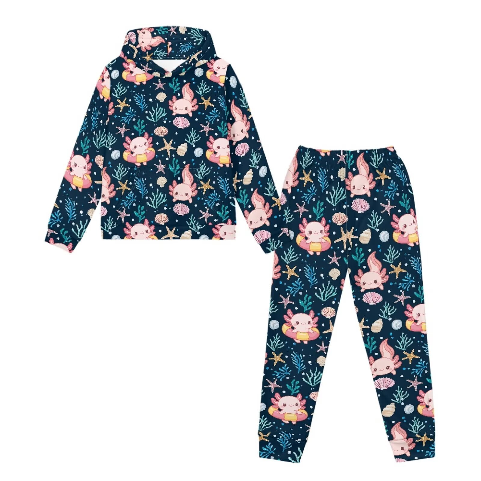 Uorisanigo 2 Piece Athletic Tracksuit Jogging Sets Outfit Coral Axolotl ...