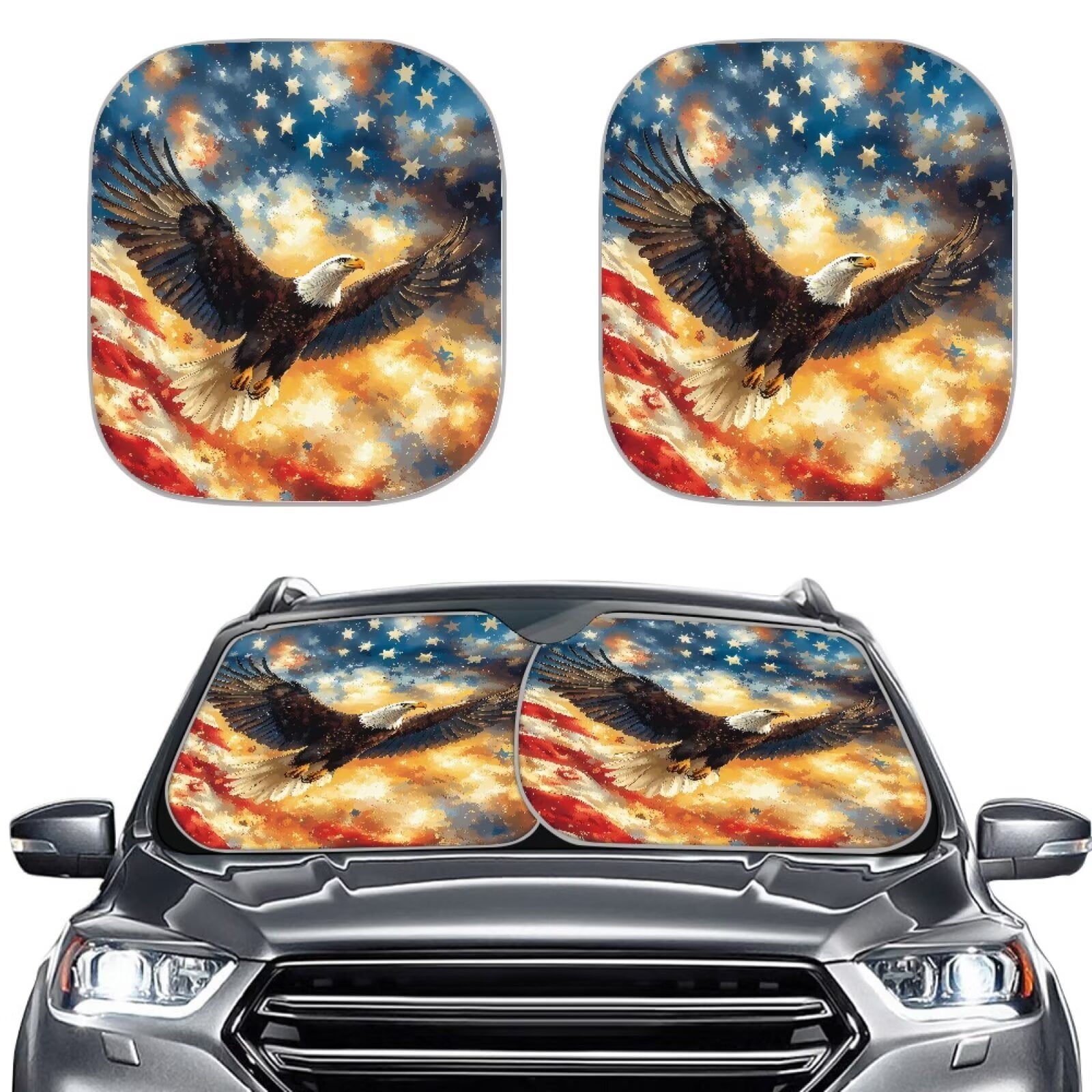 Uorisanigo American Flag Eagle Foldable Car Sun Visor Cover Novelty Sun ...