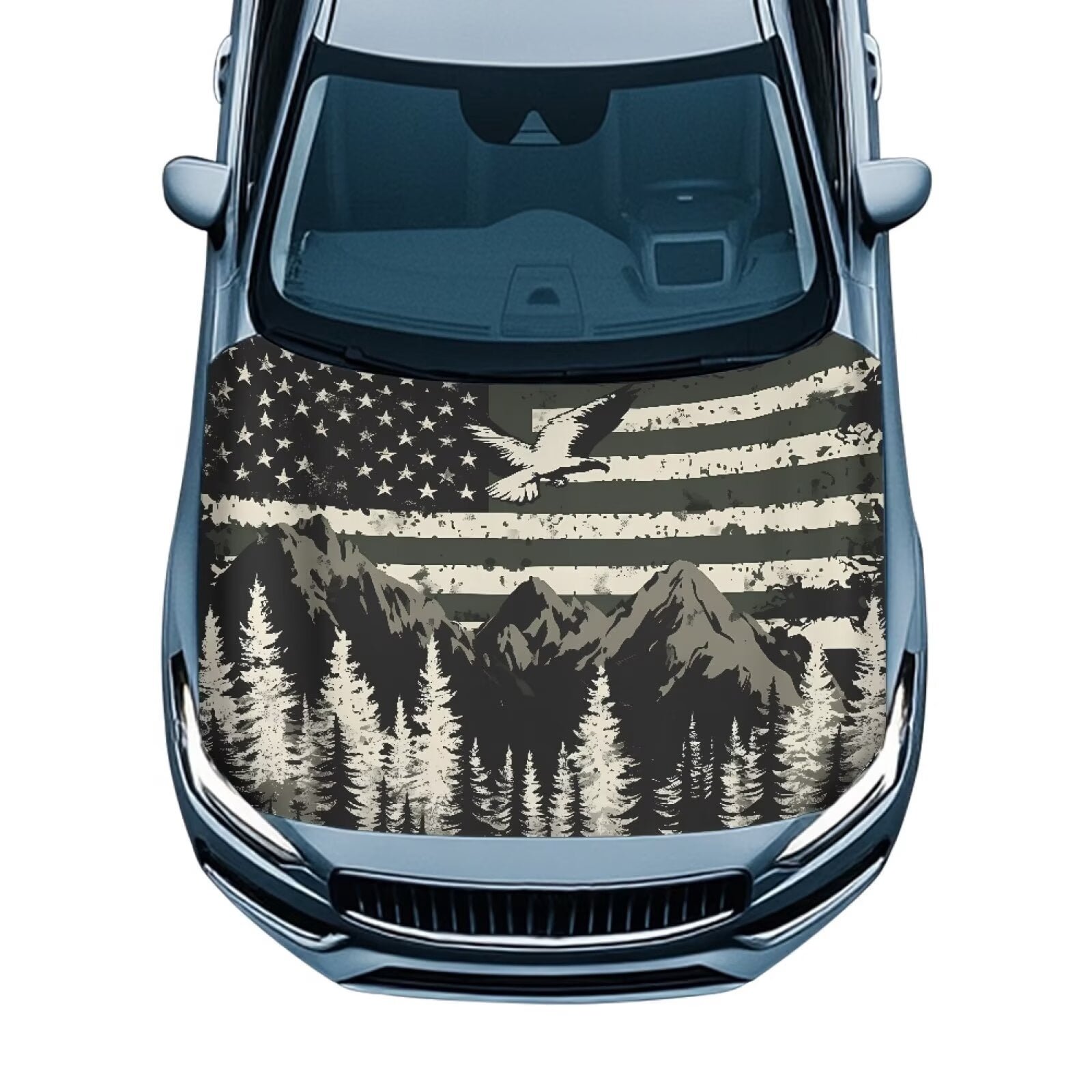 Uorisanigo American Flag Mountain Eagle Car Hood Cover Portable ...