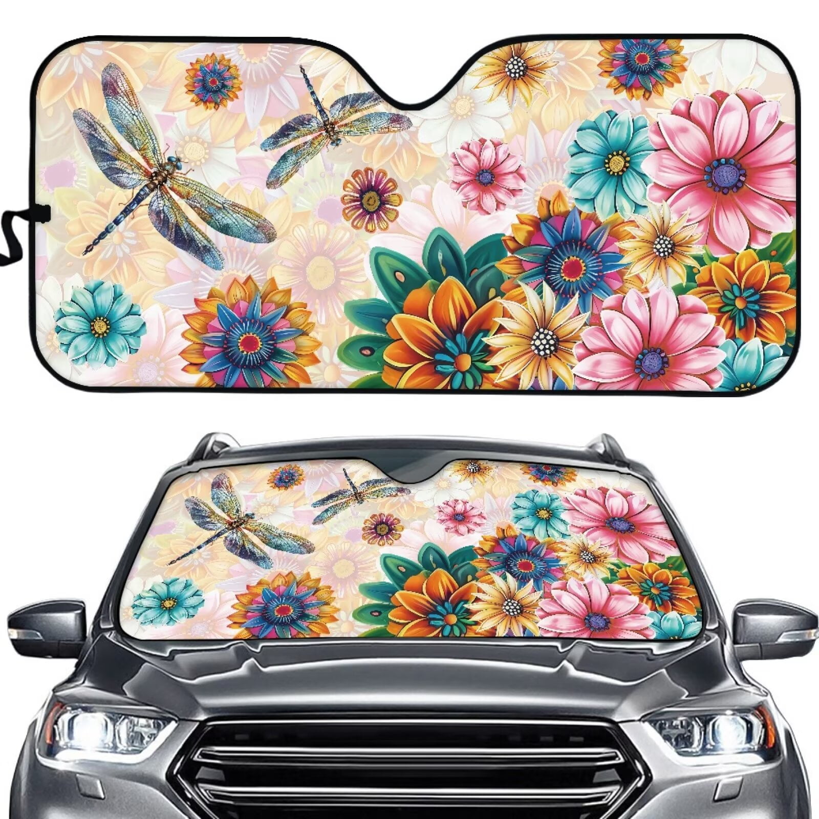 Uorisanigo Automotive Windshield Sunshades Mandala Dragonfly Print Easy ...