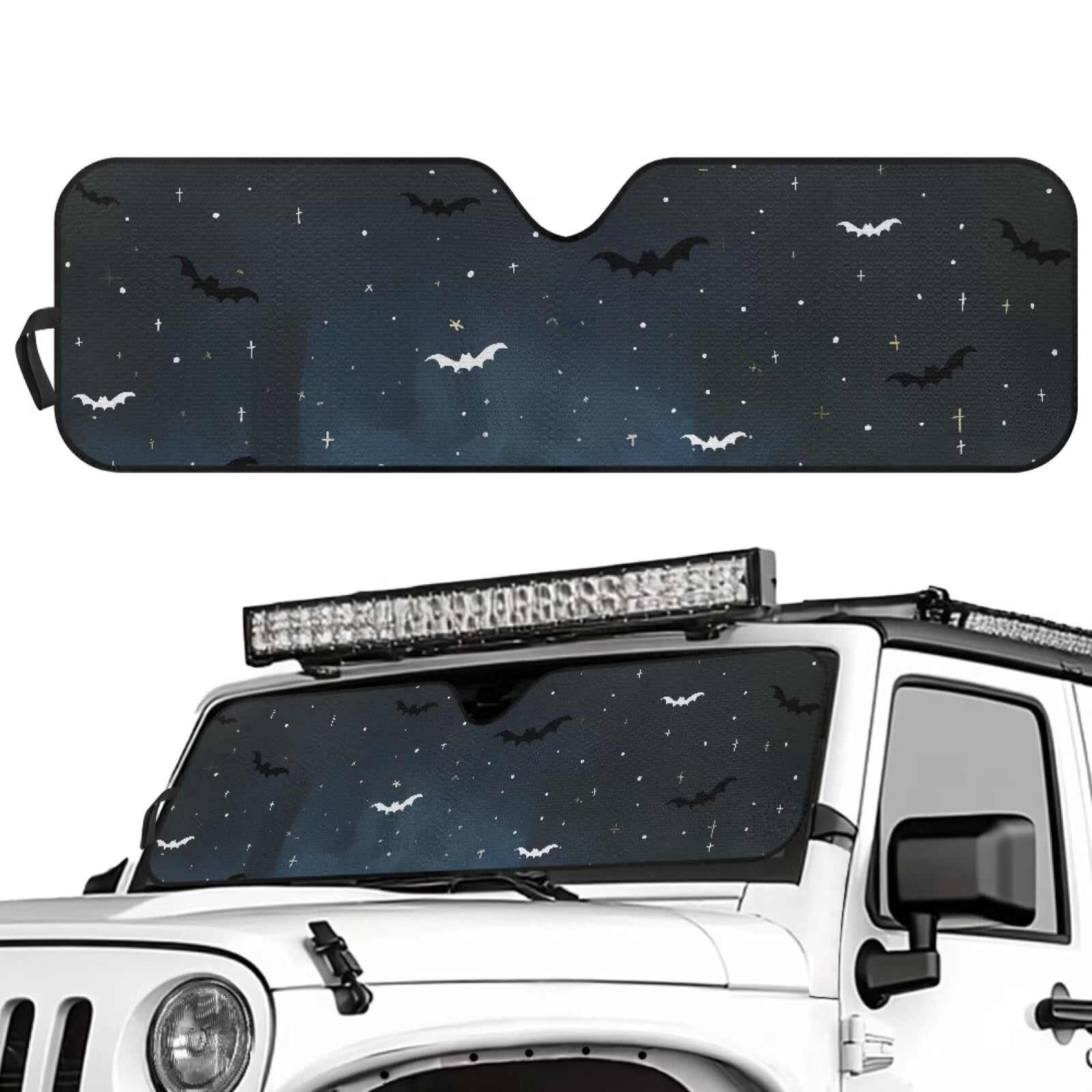 Uorisanigo Bat Print Windshield Sun Shade for 2018-2025 Jeep Wrangler ...