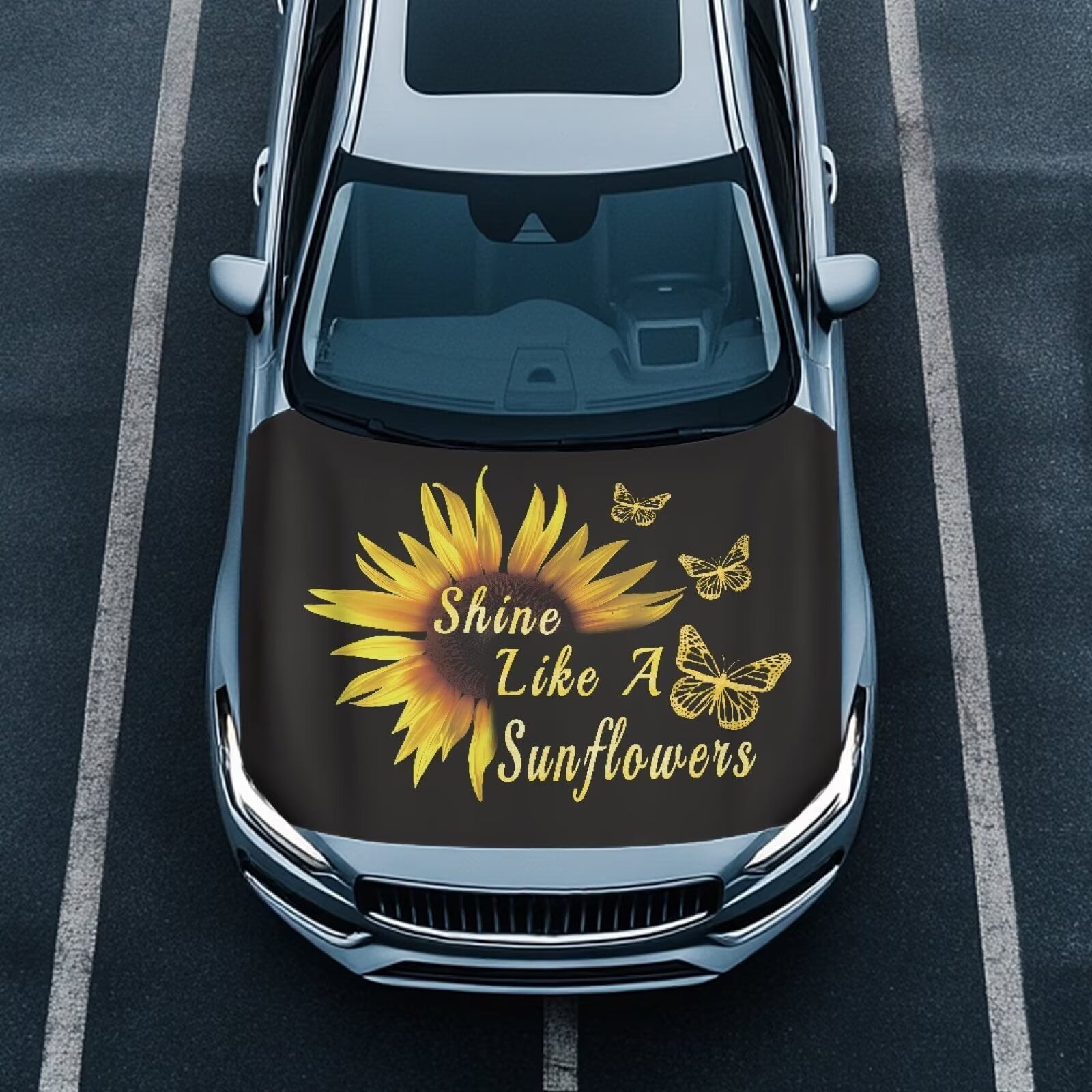Uorisanigo Butterfly Sunflower Car Hood Cover Fashion Portable Car ...