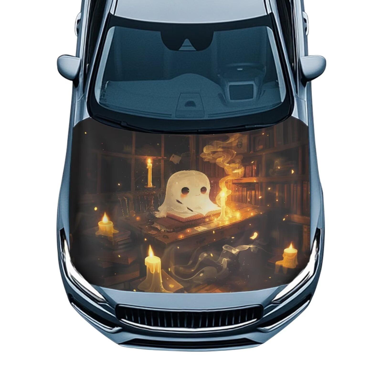 Uorisanigo Car Hood Cover, Cute Ghost Car Hood Wrap Cloth Front Hoods ...
