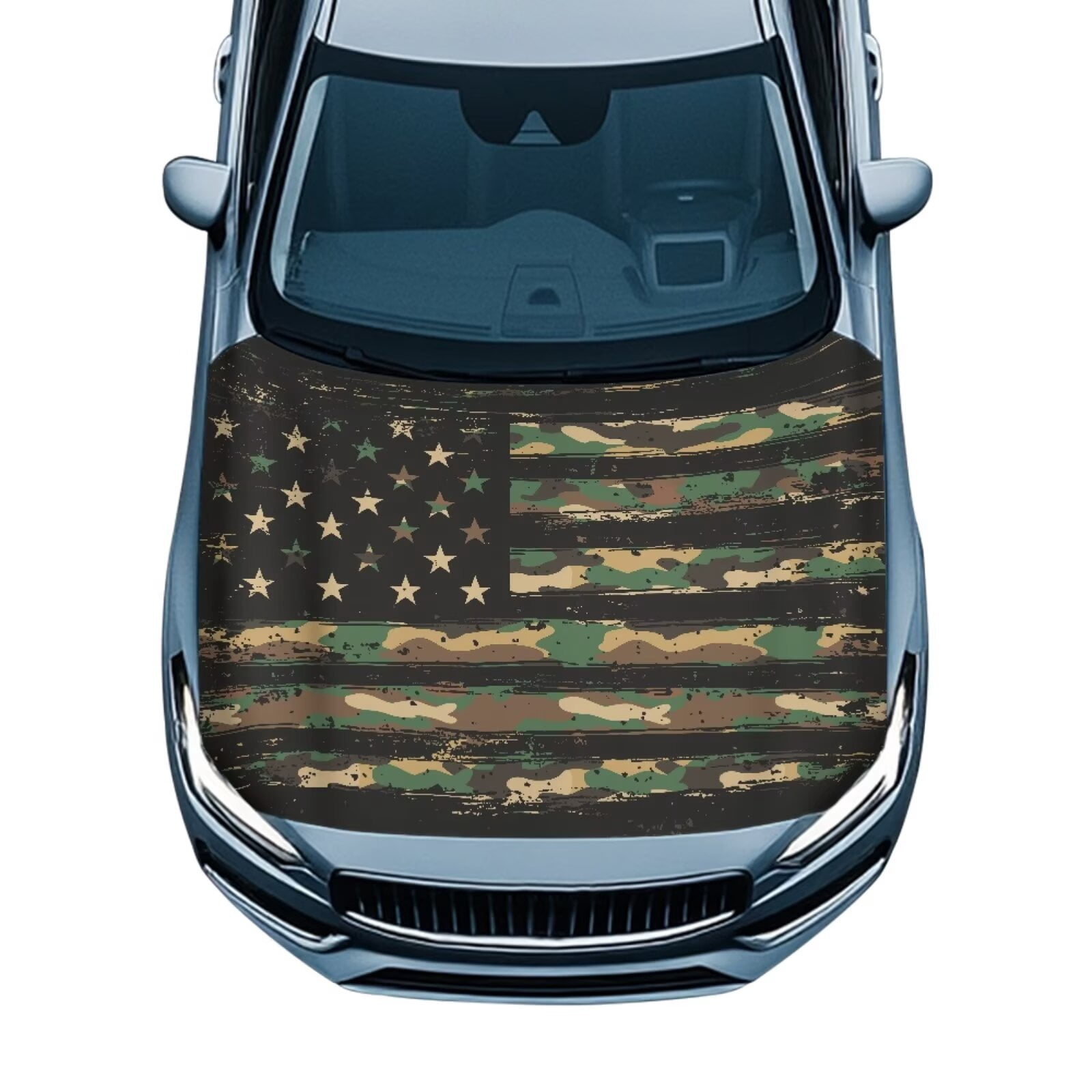 Uorisanigo Car Hood Cover Elastic Polyester Camo American Flag Car Hood ...