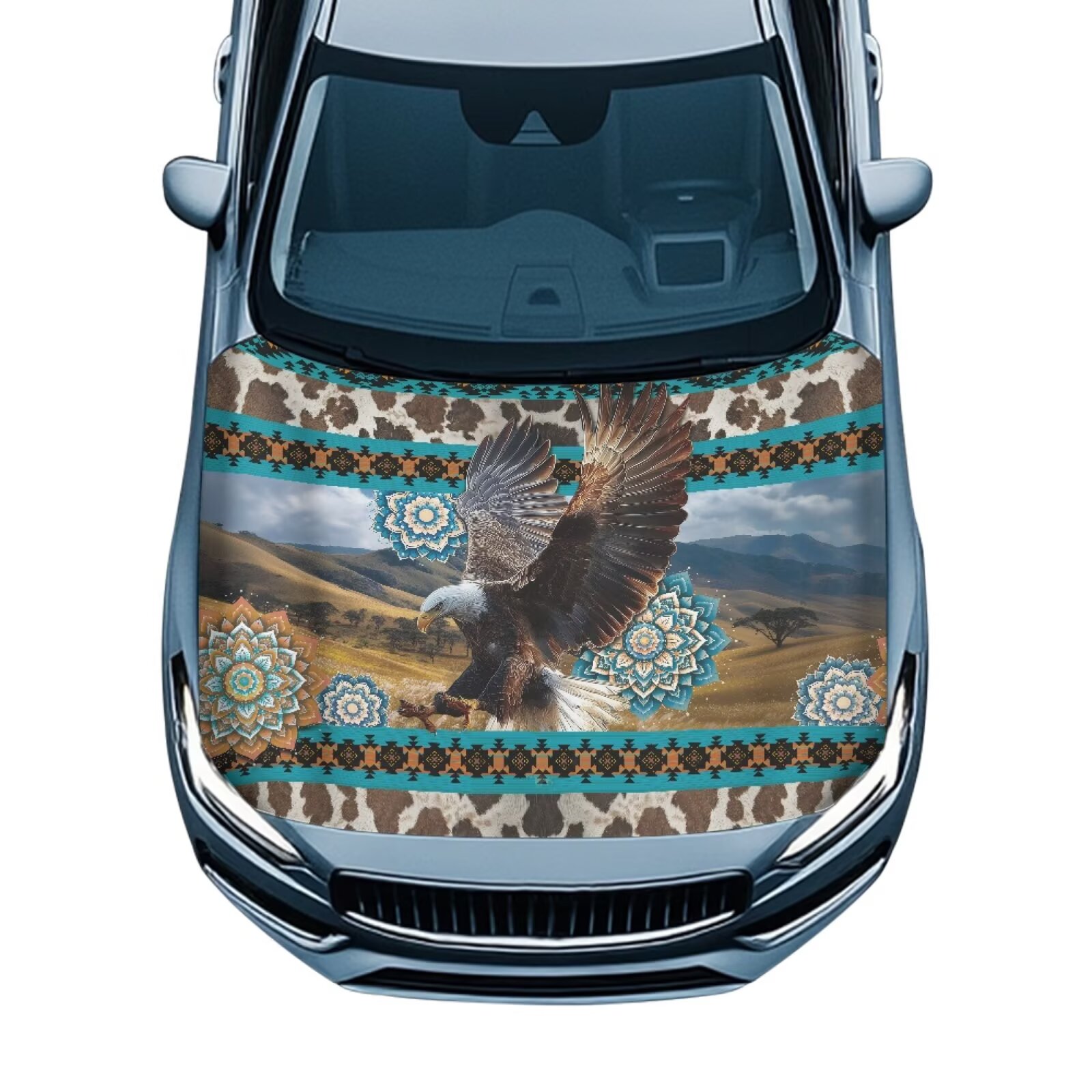 Uorisanigo Car Hood Cover Portable Bald Eagle Ethnic Aztec Hood Wrap ...