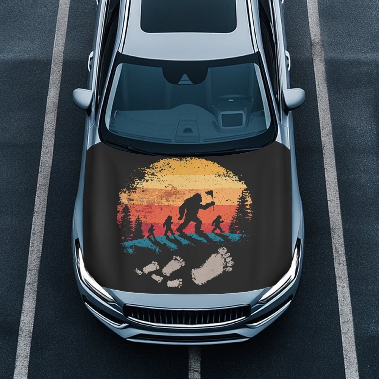 Uorisanigo Car Hood Cover Portable Gorilla Footprints Car Hood Cover ...
